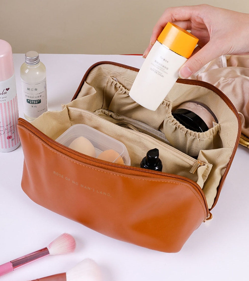 atopo Waterproof Portable Pouch Open Flat Toiletry Bag Large Makeup Bag ...