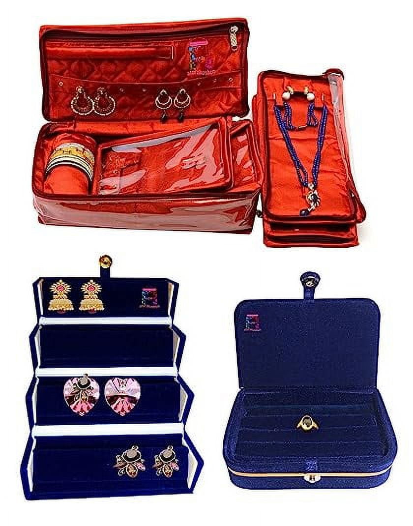 atorakushon Combo Satin Maroon Make-Up Pouch Jewellery Box 4 Pouch 1 ...