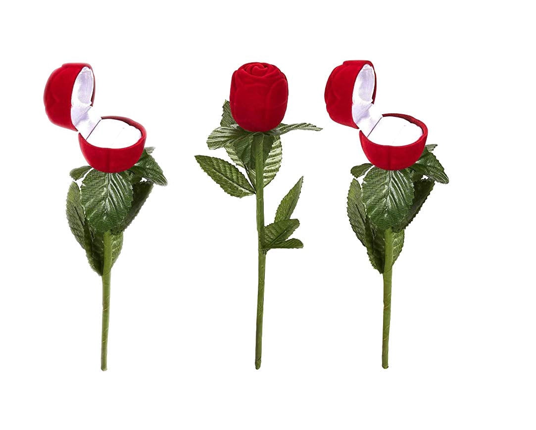 atorakushon Red Rose Ring Box Best Lover Valentines Day Gift Couple ...