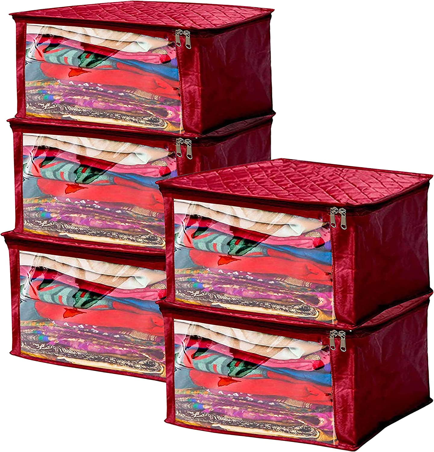 atorakushon Satin Fabric Foldable Garments Saree Blouse Cover Bag Pouch ...