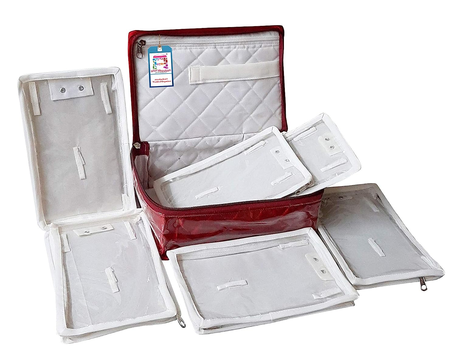 atorakushon Satin Makeup Jewelery Kit Organizer Locker Box Pouch for ...