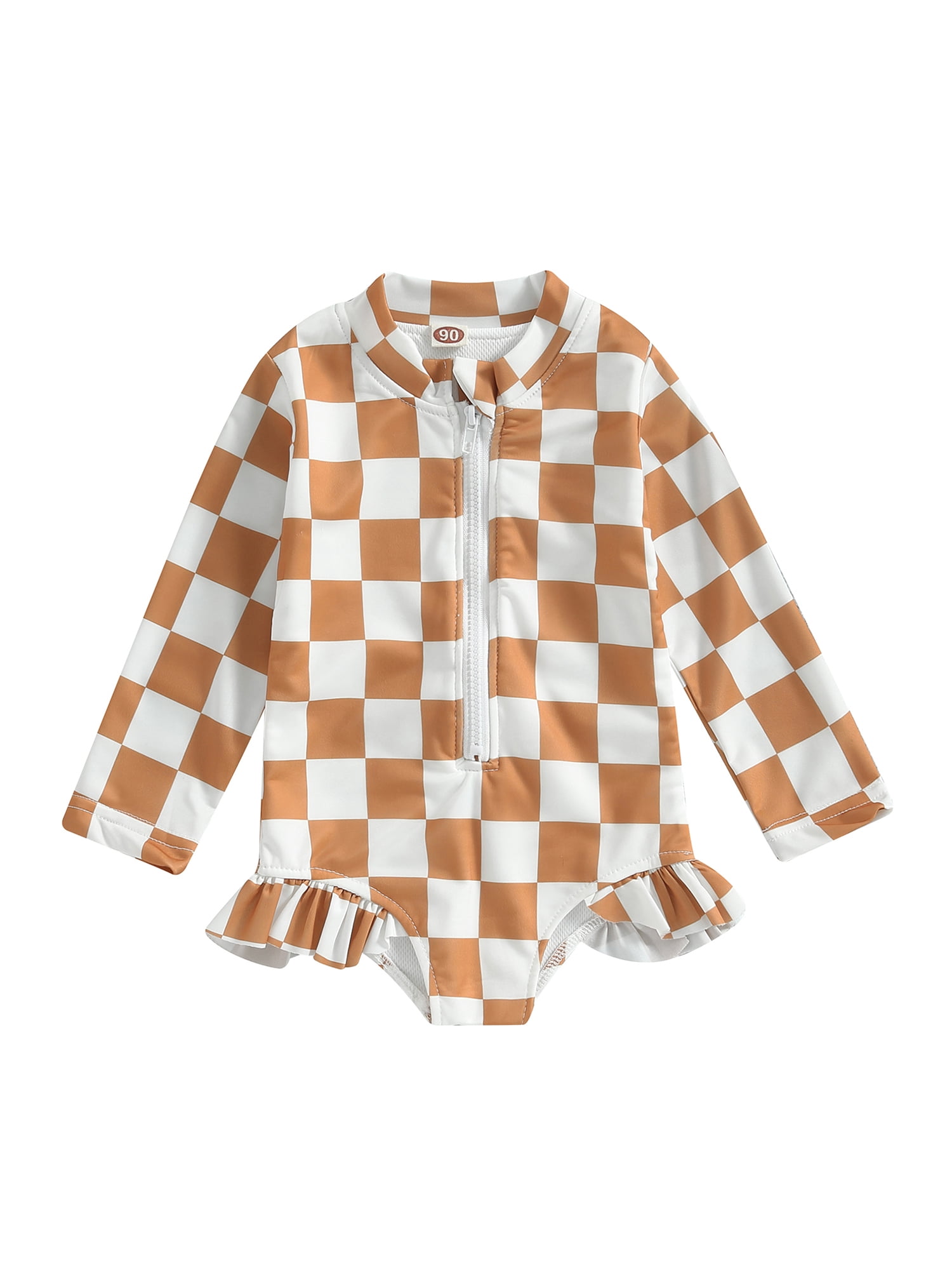 aturustex 1-5 Years Toddler Baby Girl One Piece Swimsuit Checkerboard ...