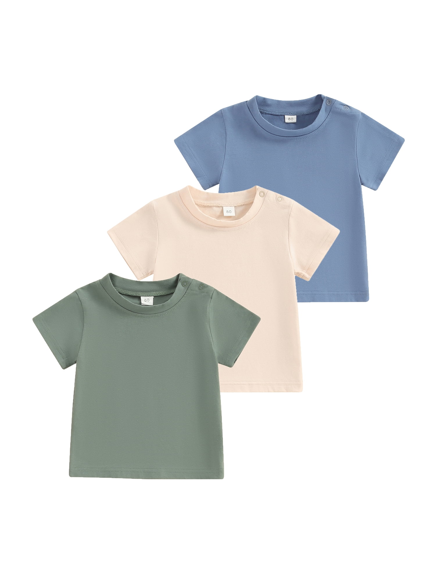aturustex 3-Pack Solid Basic T-shirts for Little Boys 6M 12M 18M 2T 3T ...
