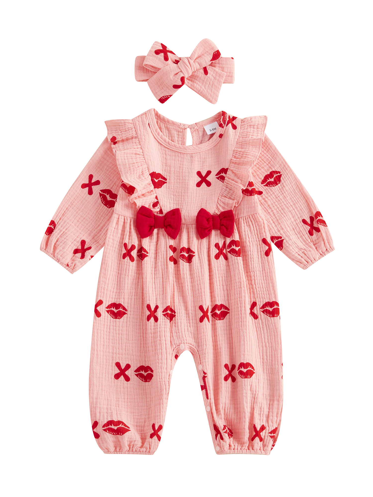 aturustex Infant Baby Girl Valentines Day Outfits 0 3M 6M 12M 18M Newborn Lip Print Jumpsuits ...