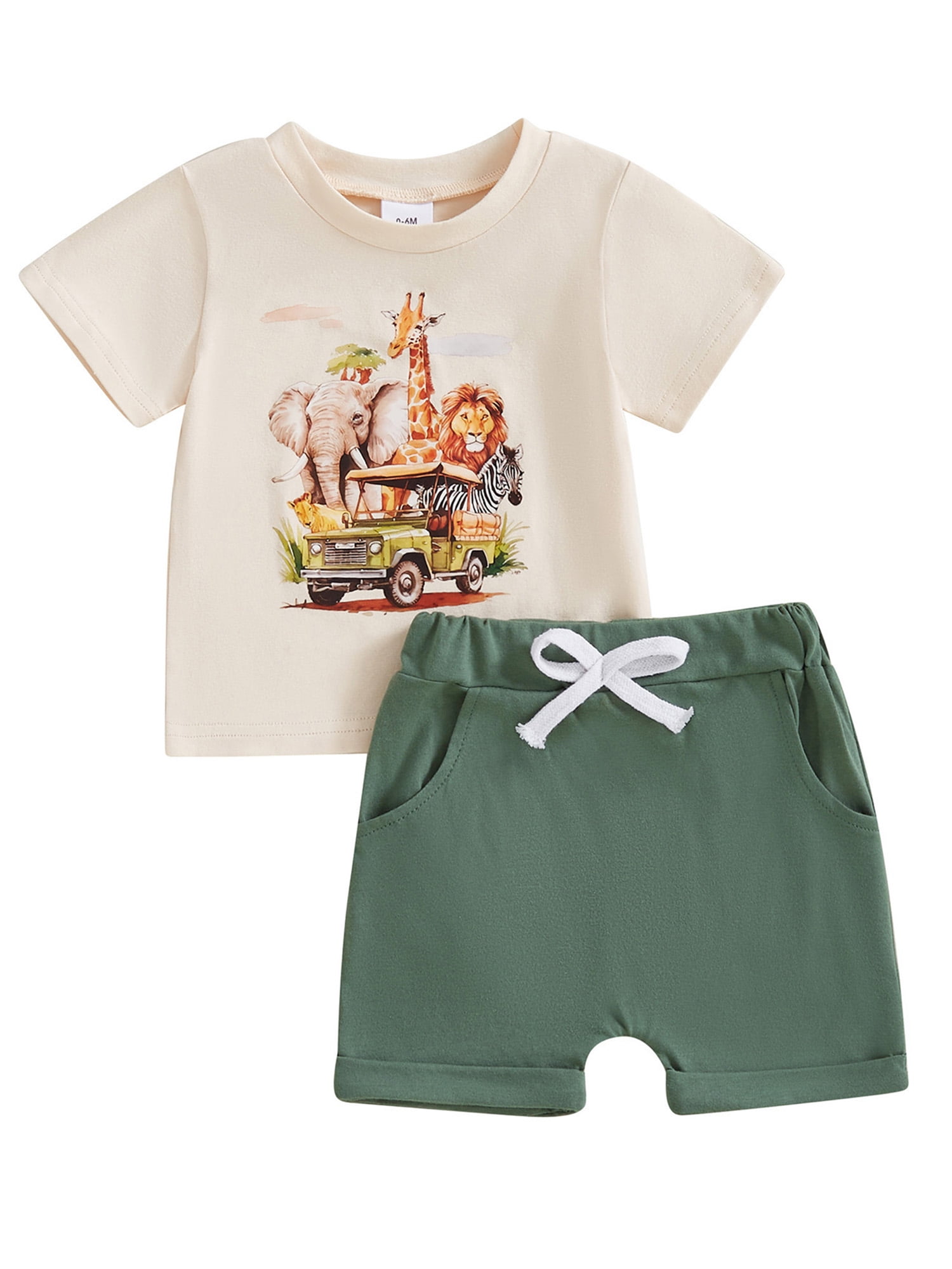 aturustex Little Boys 2pcs Shorts Outfits 0 6M 12M 18M 2T 3T Toddler Baby Animal Print T-Shirt ...
