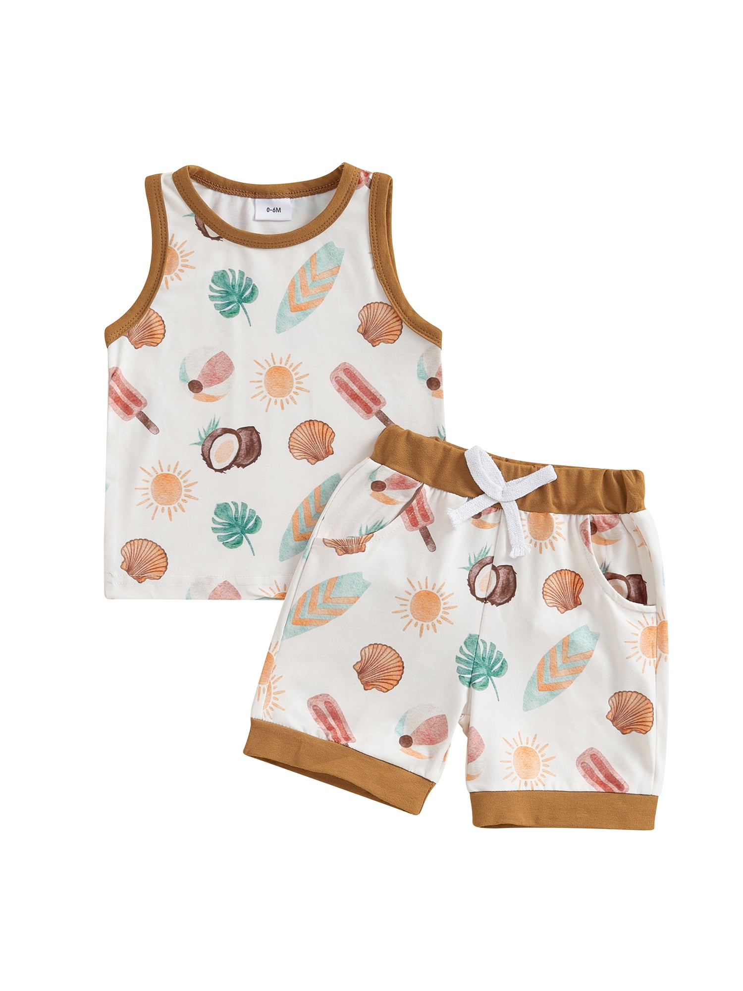 aturustex Little Boys 2pcs Shorts Outfits 6M 12M 18M 2T 3T 4T Toddler Baby Sleeveless Vests ...