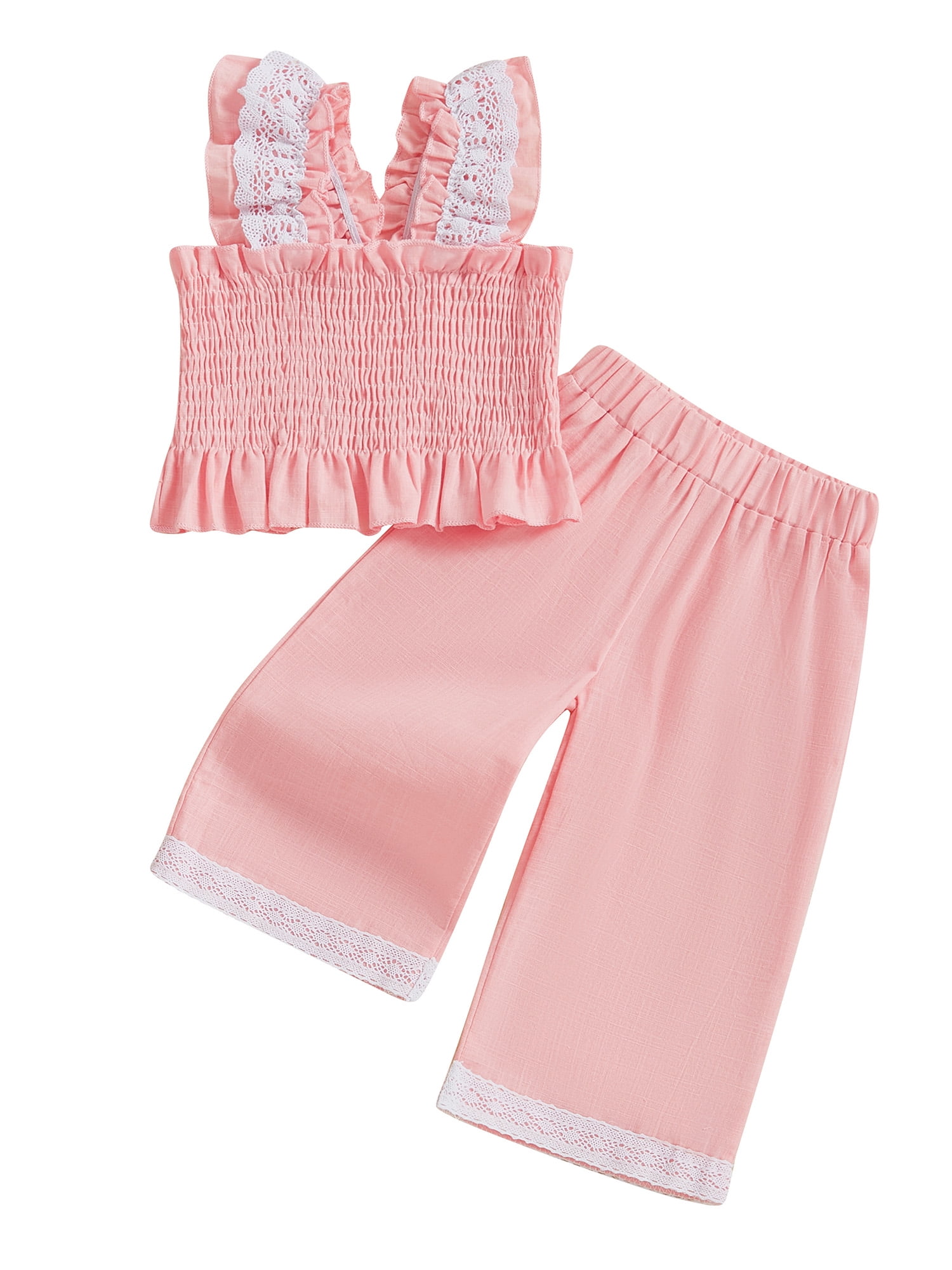 aturustex Little Girl 2Pcs Pants Outfits 6M 12M 18M 2T 3T 4T Toddler Baby Sleeveless Ruffled ...