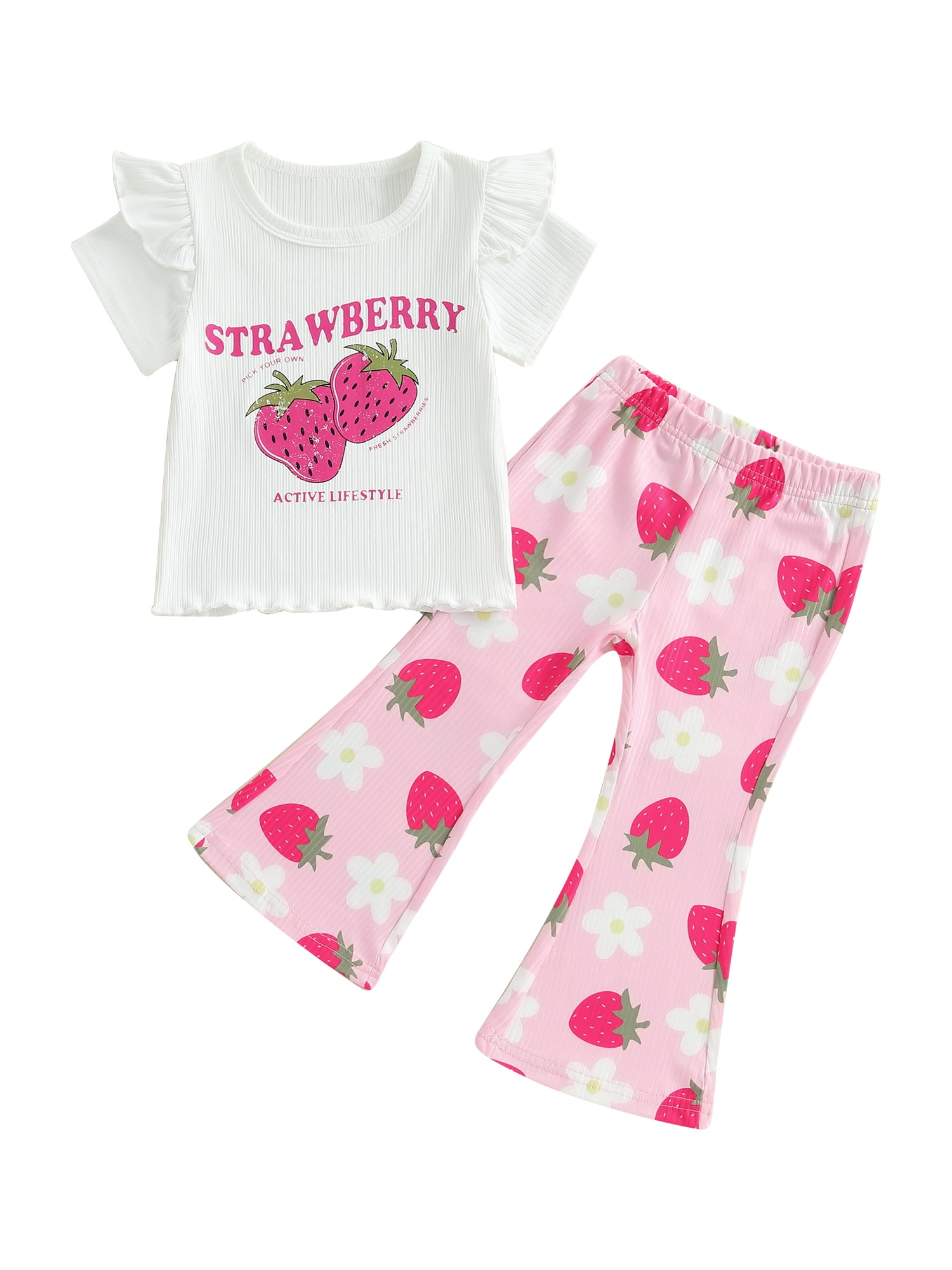 aturustex Little Girl 2pcs Casual Pants Outfits 6M 12M 18M 2T 3T 4T Toddler Baby Strawberry ...