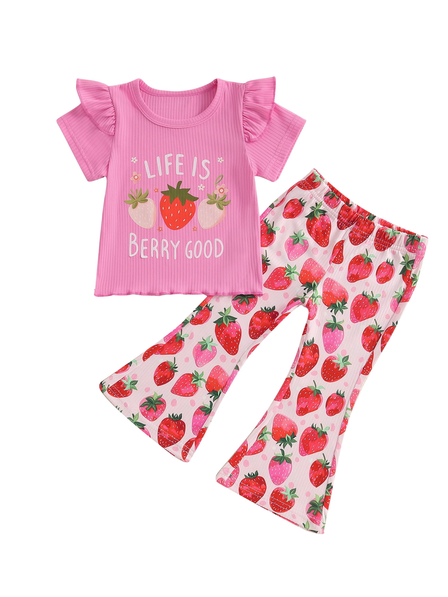 aturustex Little Girl 2pcs Casual Pants Outfits 6M 12M 18M 2T 3T 4T Toddler Baby Strawberry ...