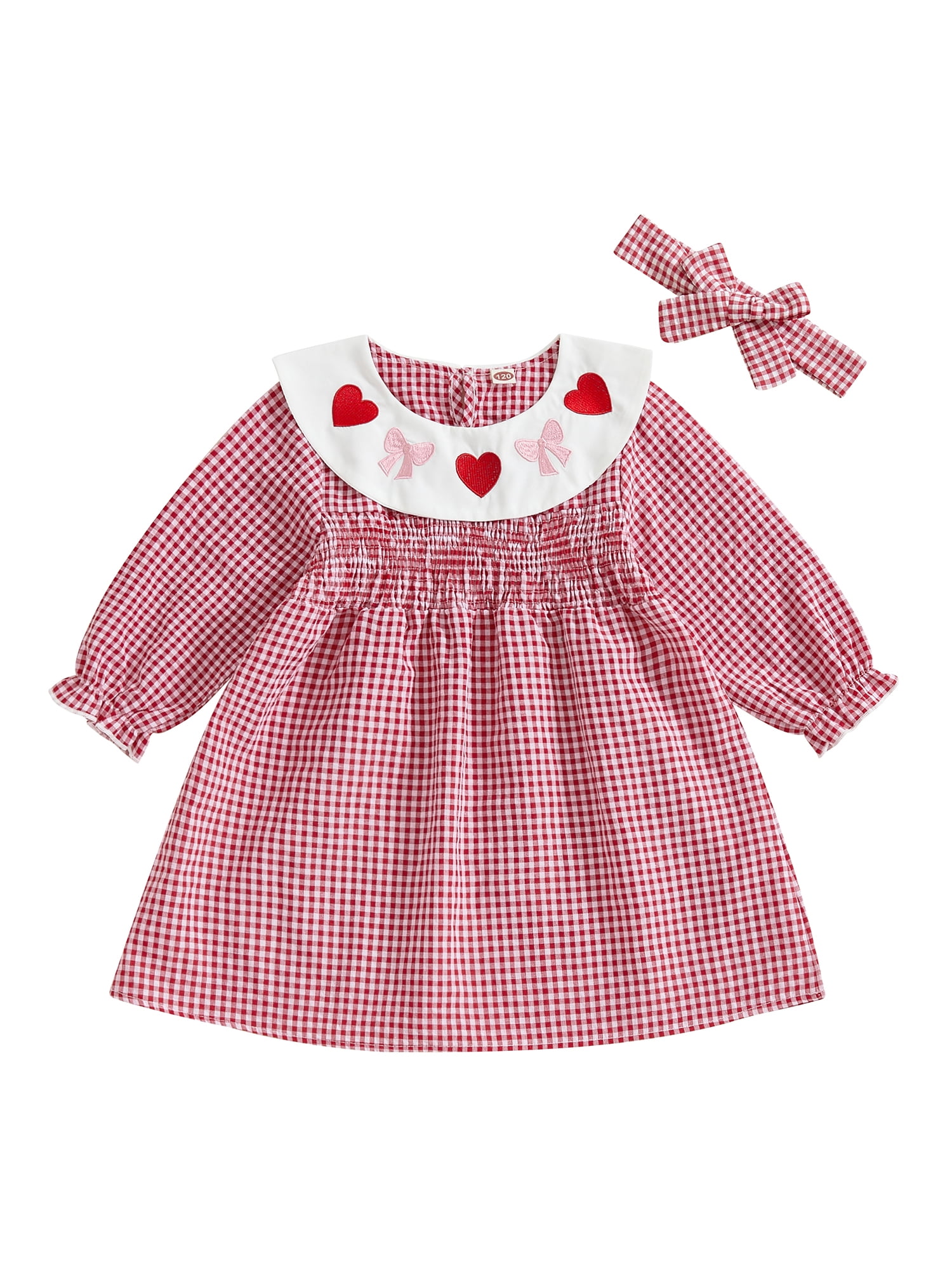 aturustex Little Girl Classic Plaid Dress Outfits 3T-6T Toddler Smocked Doll Collar A-line Dress ...