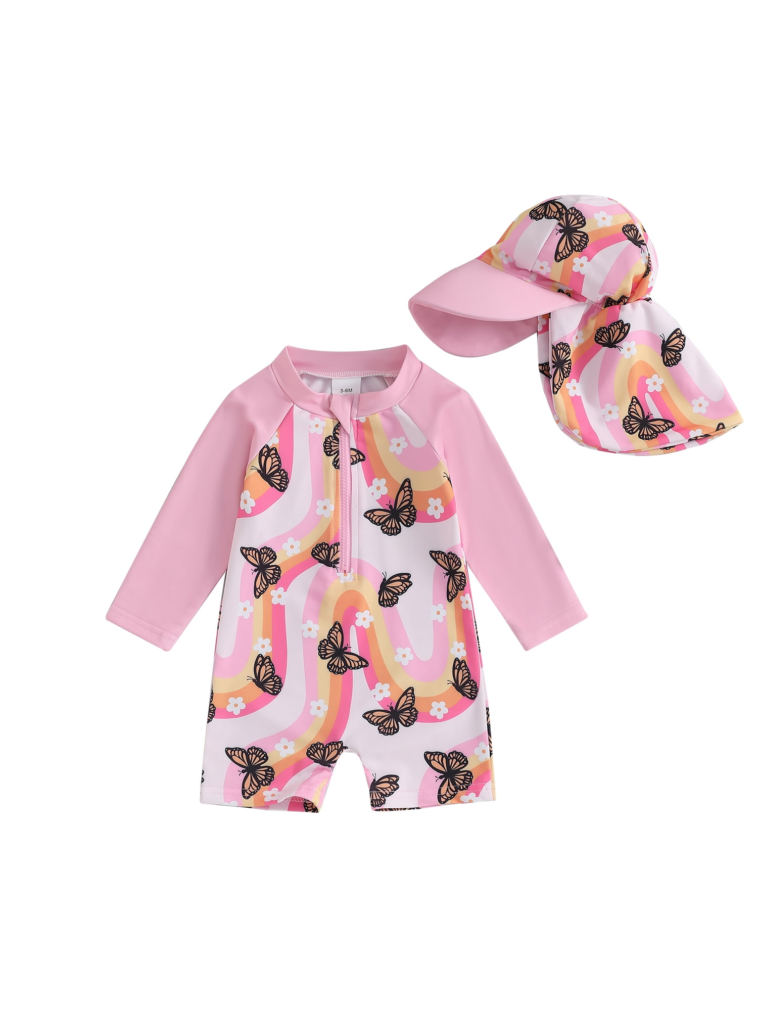 aturustex Little Girl Non-Pilling Rash Guard Swimsuit 0-5T Toddler Baby Long Sleeve Bodysuits ...