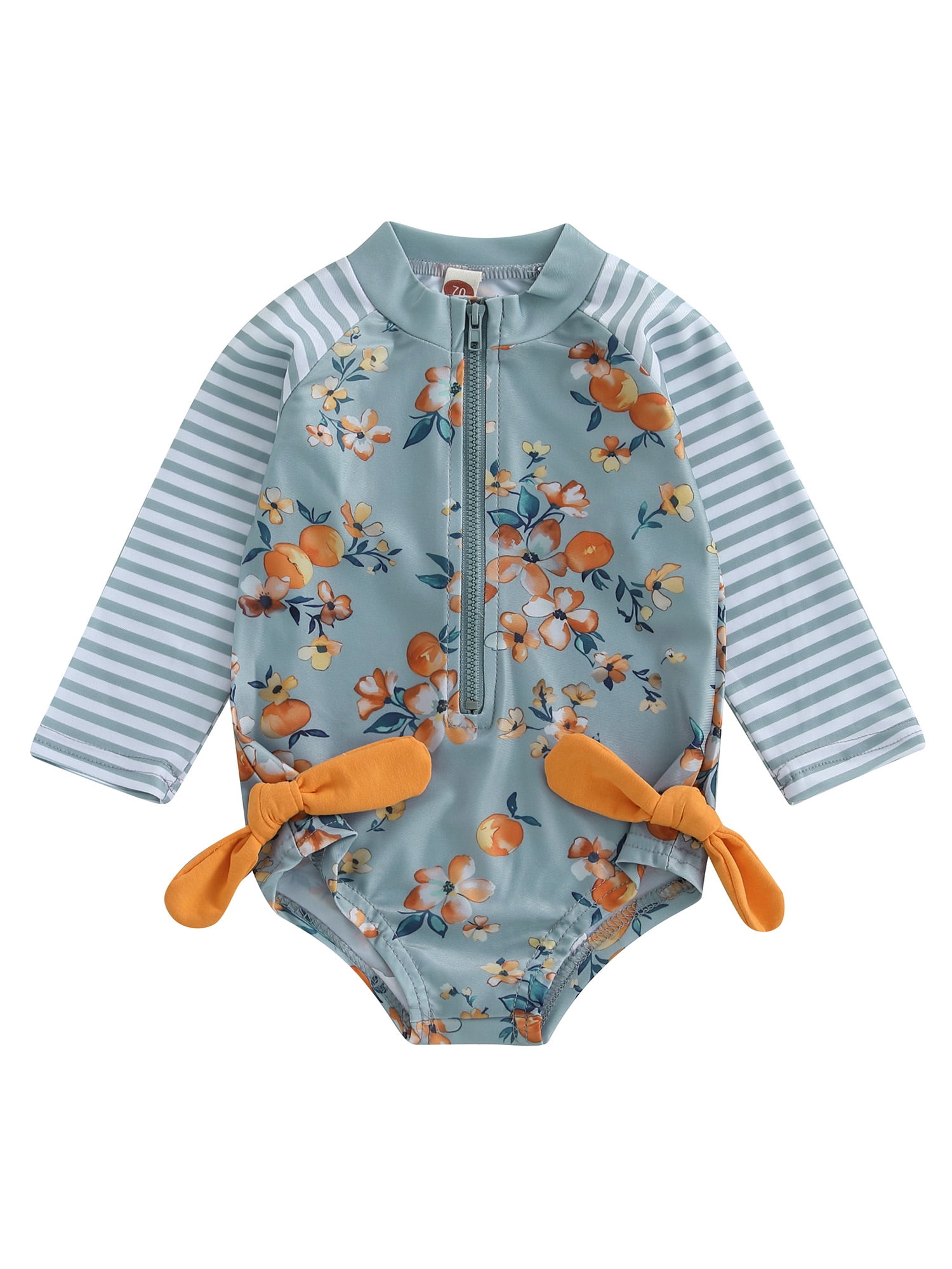 aturustex Little Girl Rash Guard Swimsuit 3M 6M 12M 18M 2T 3T Toddler Baby Floral Print Stripe ...