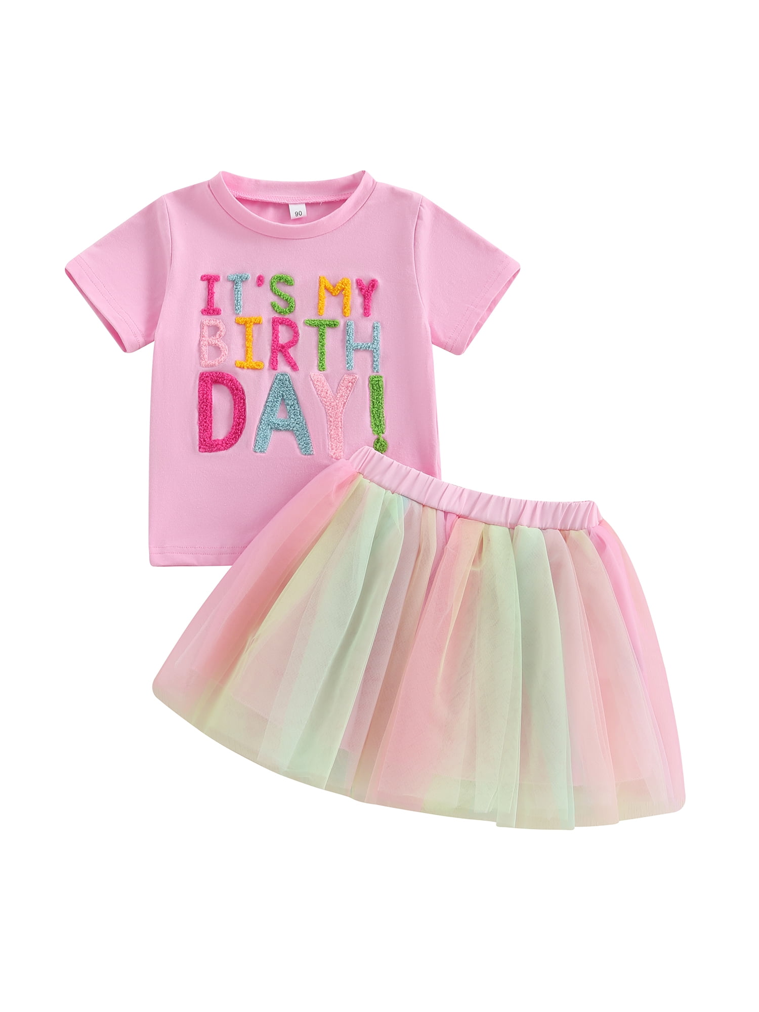 aturustex Little Girls 2Pcs Birthday Skirts Outfits 12M 18M 2T 3T 4T 5T ...