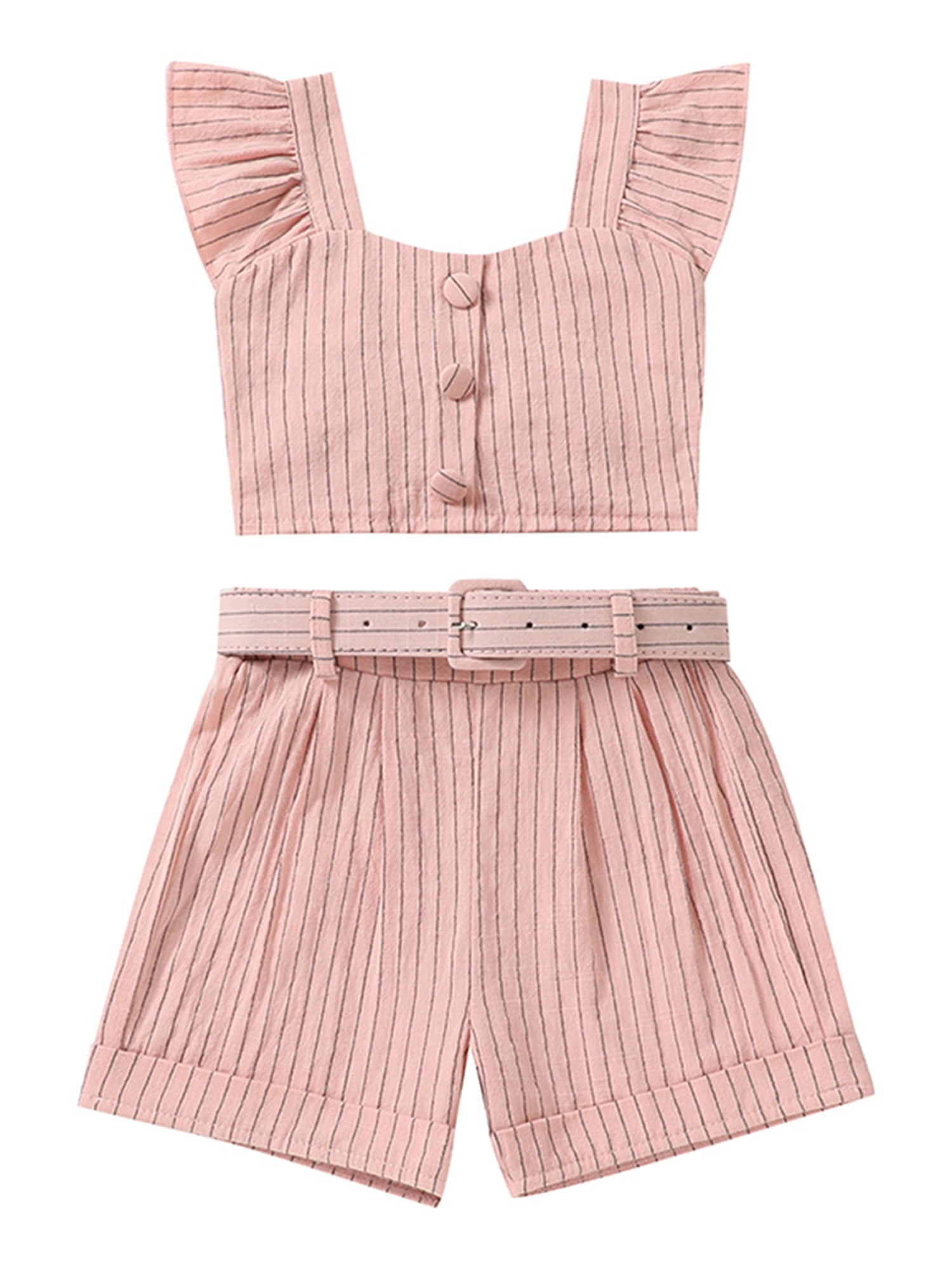 aturustex Little Girls 2Pcs Casual Shorts Outfits 18M 2T 3T 4T 5T 6T Toddler Baby Square Neck ...