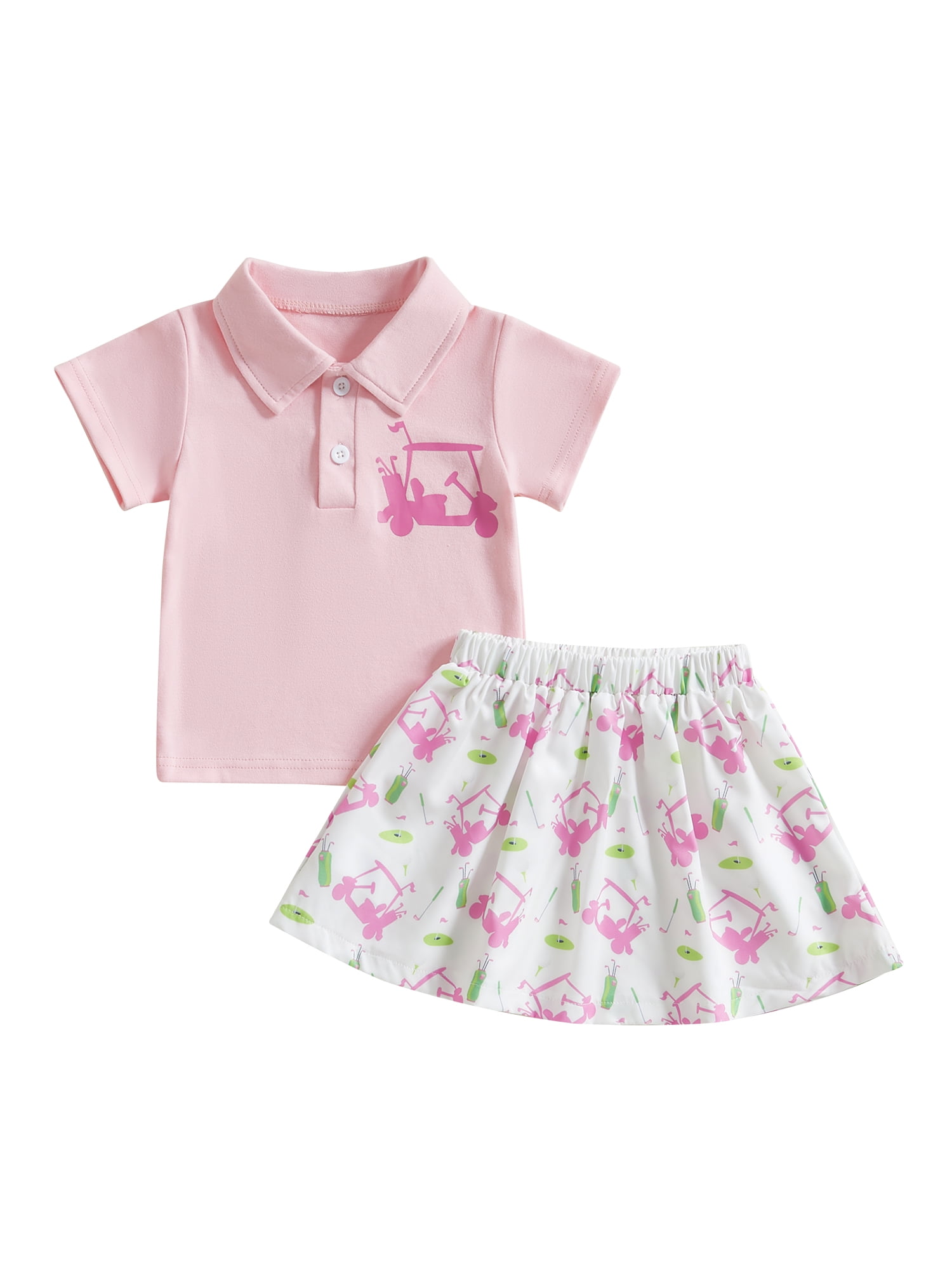 aturustex Little Girls 2Pcs Skirts Outfits 6M 12M 18M 2T 3T 4T Toddler Short Sleeve Polo Shirts ...