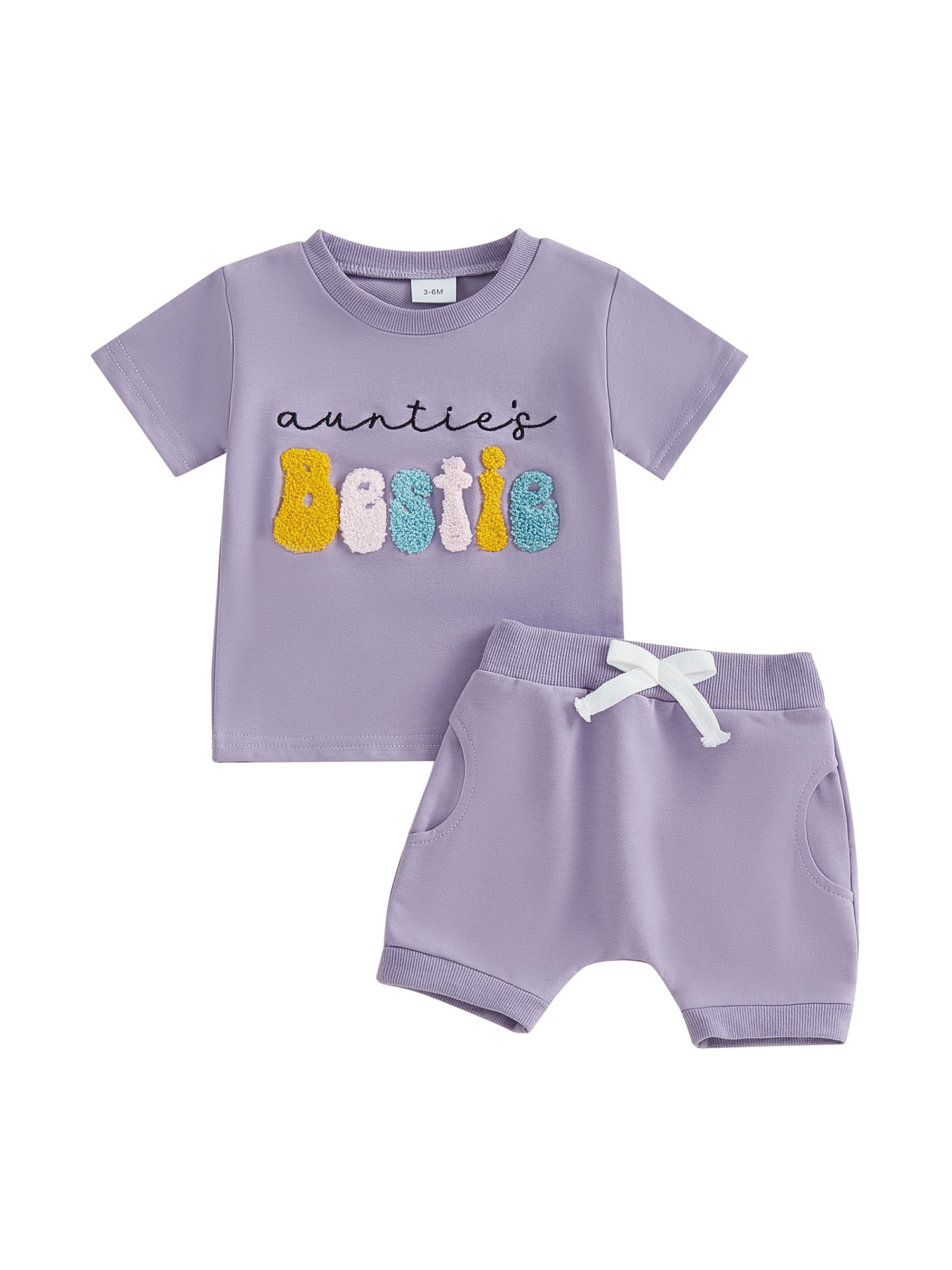 aturustex Little Girls 2pcs Casual Shorts Outfits 3M 6M 12M 18M 2T 3T Toddler Baby Short Sleeve ...