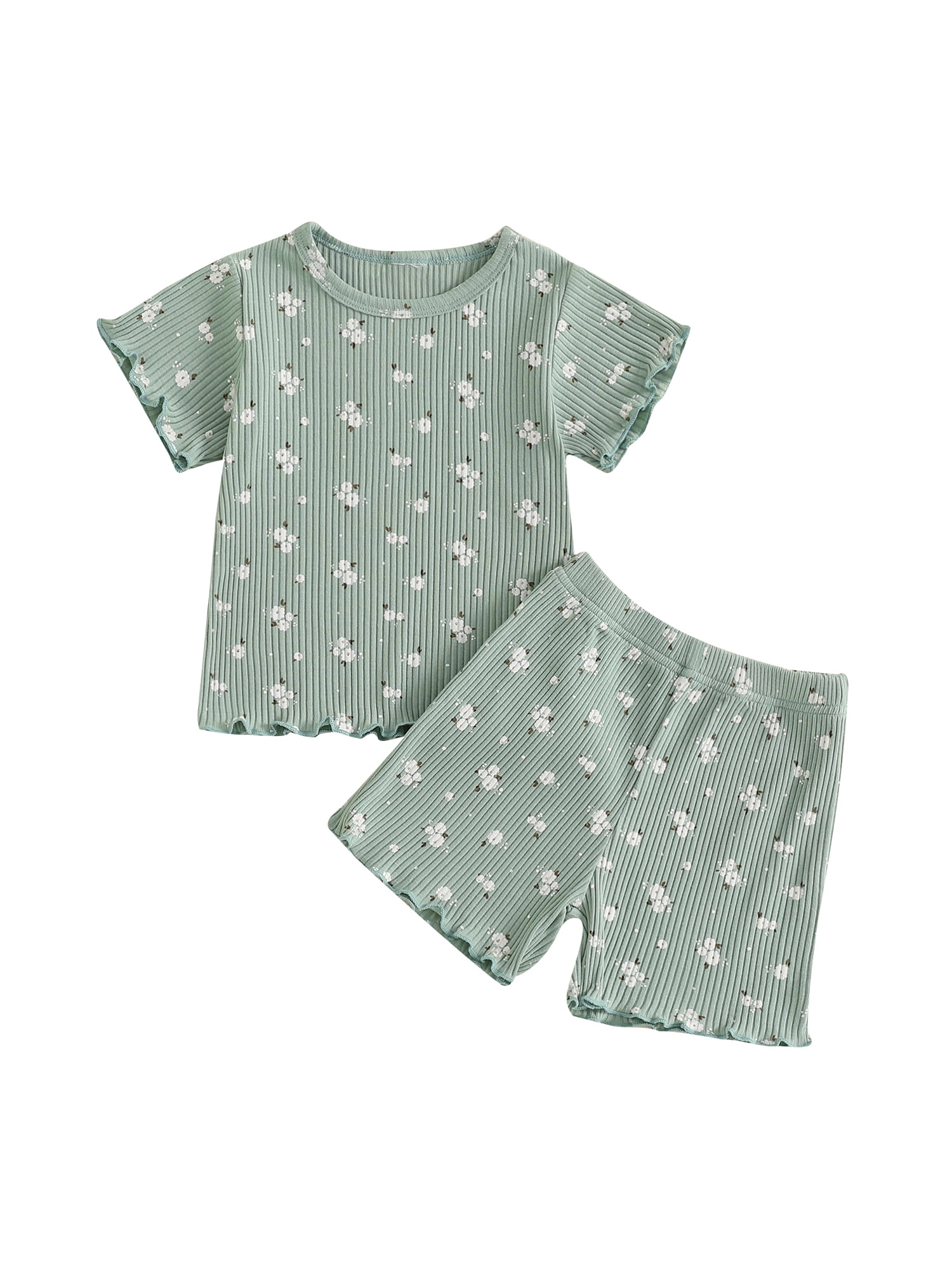 aturustex Little Girls 2pcs Casual Shorts Outfits 6M 12M 18M 2T 3T 4T Toddler Short Sleeve ...