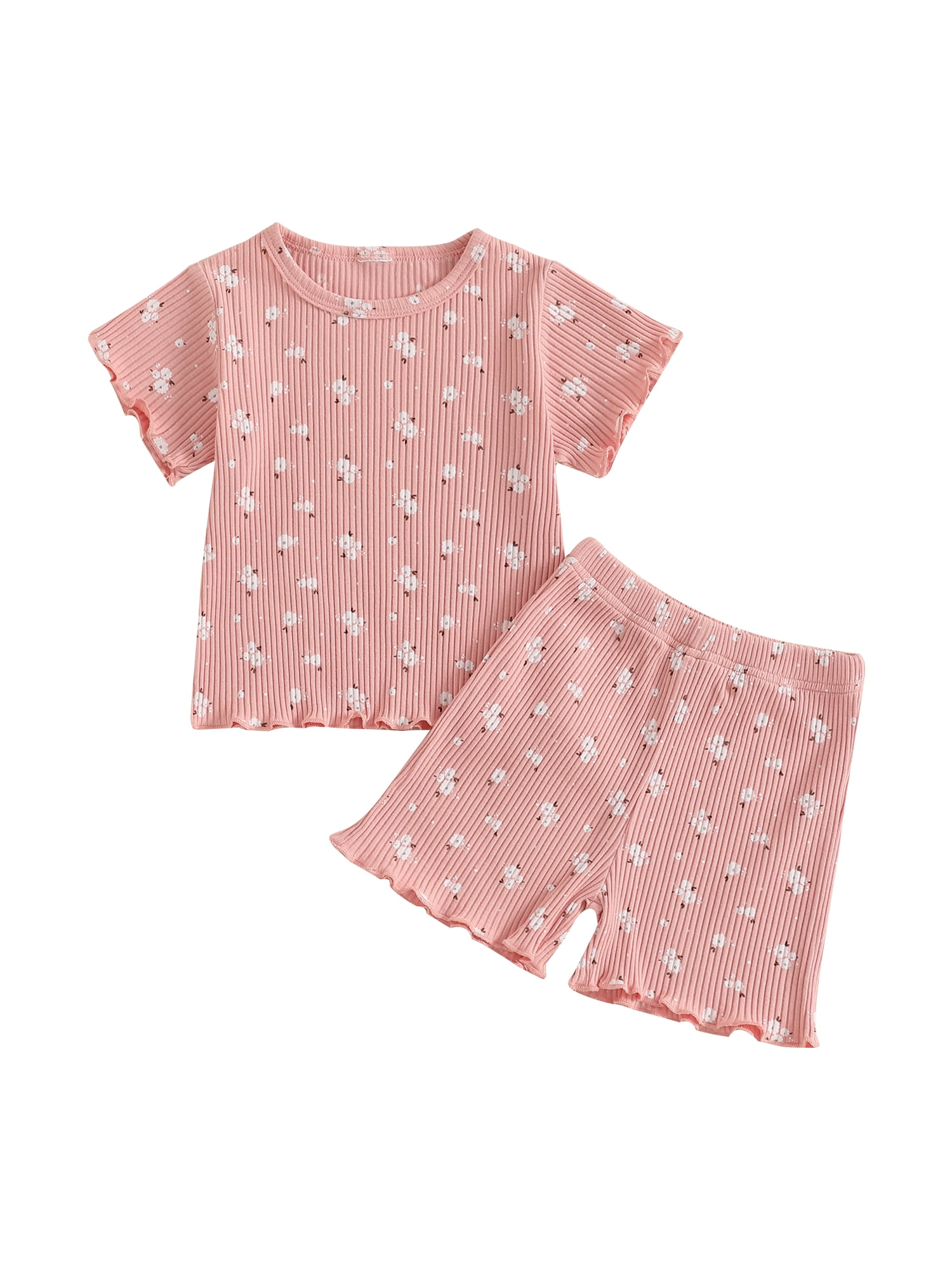 aturustex Little Girls 2pcs Casual Shorts Outfits 6M 12M 18M 2T 3T 4T Toddler Short Sleeve ...