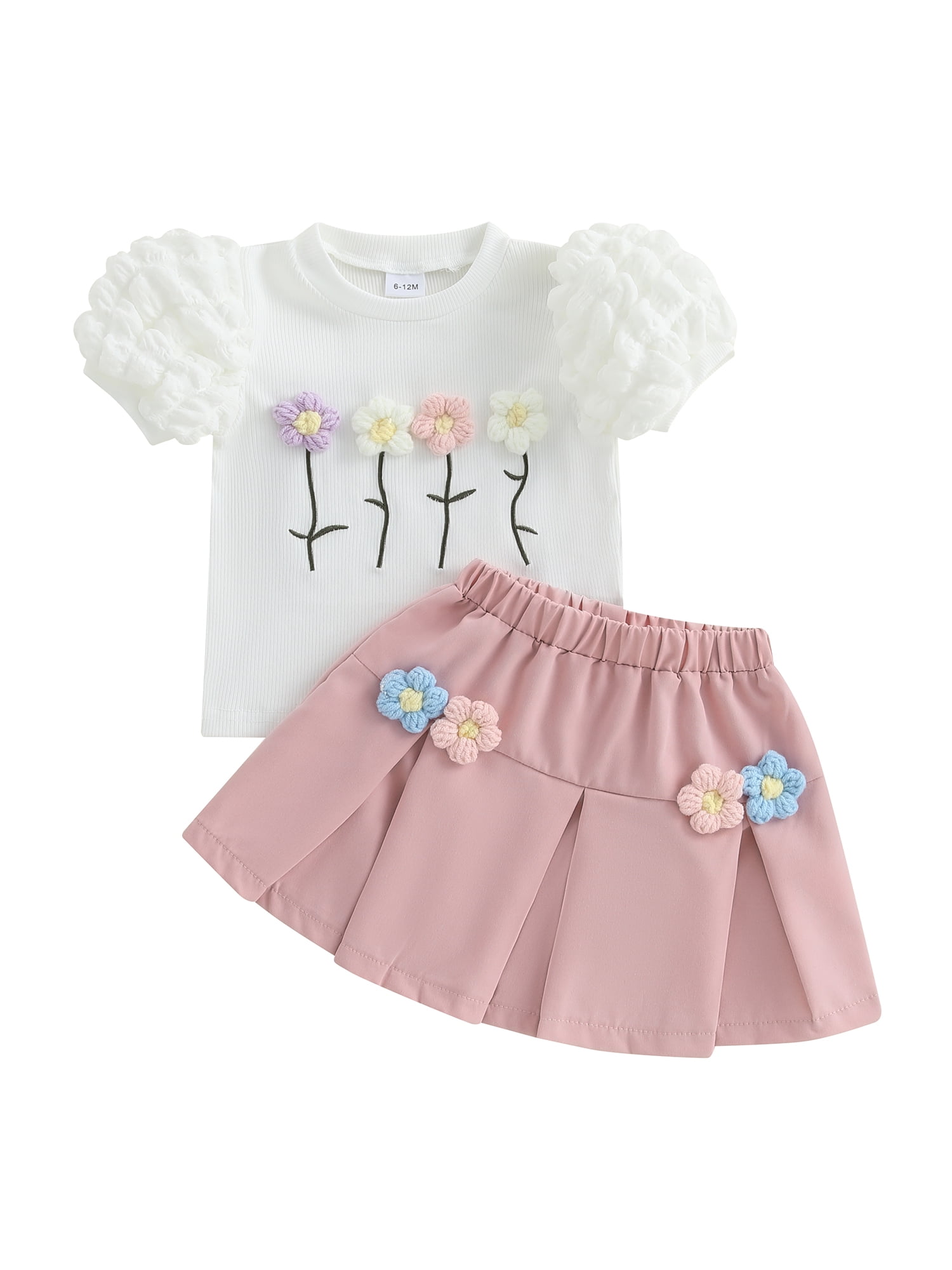 aturustex Little Girls 2pcs Casual Skirts Outfits 6M 12M 18M 2T 3T 4T Toddler Baby Puff Short ...