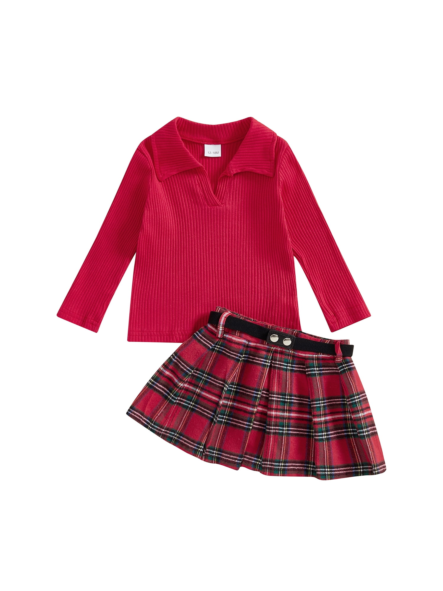 aturustex Little Girls Christmas Casual Outfits 12M-5T Toddler Baby Long Sleeve T-Shirts Lapel ...