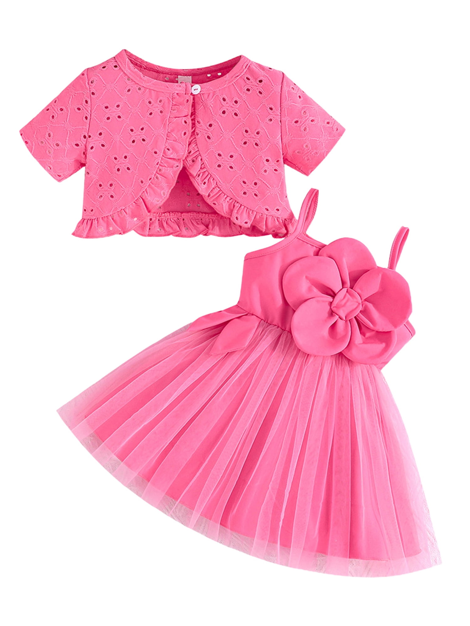 aturustex Little Girls Princess Dress and Cardigan Outfits 6M 9M 12M 18M 2T 3T 4T Toddler Baby ...