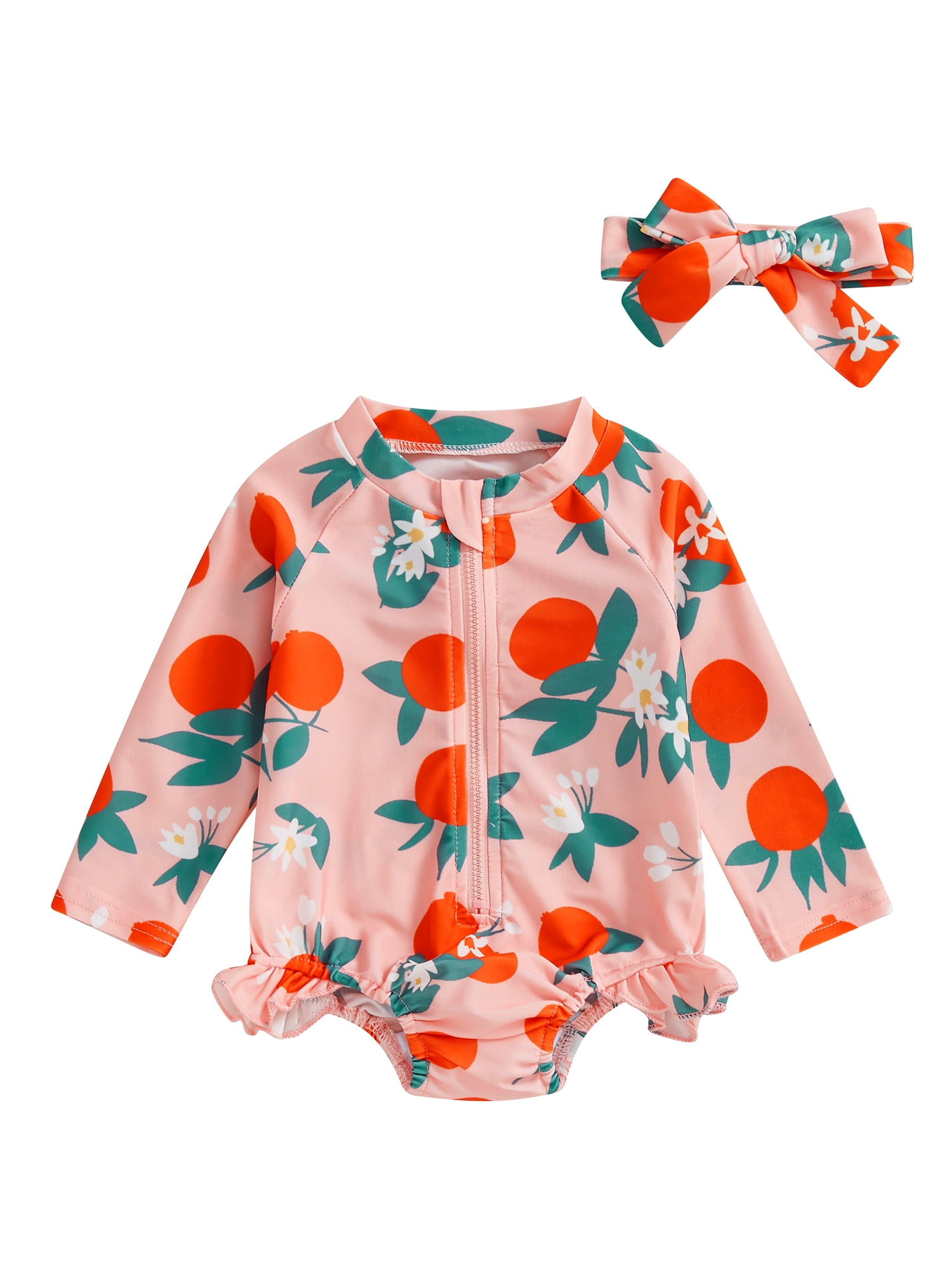 aturustex Little Girls Rash Guard Swimsuit with Headband 6M 9M 12M 18M 2T 3T Toddler Baby Girls ...