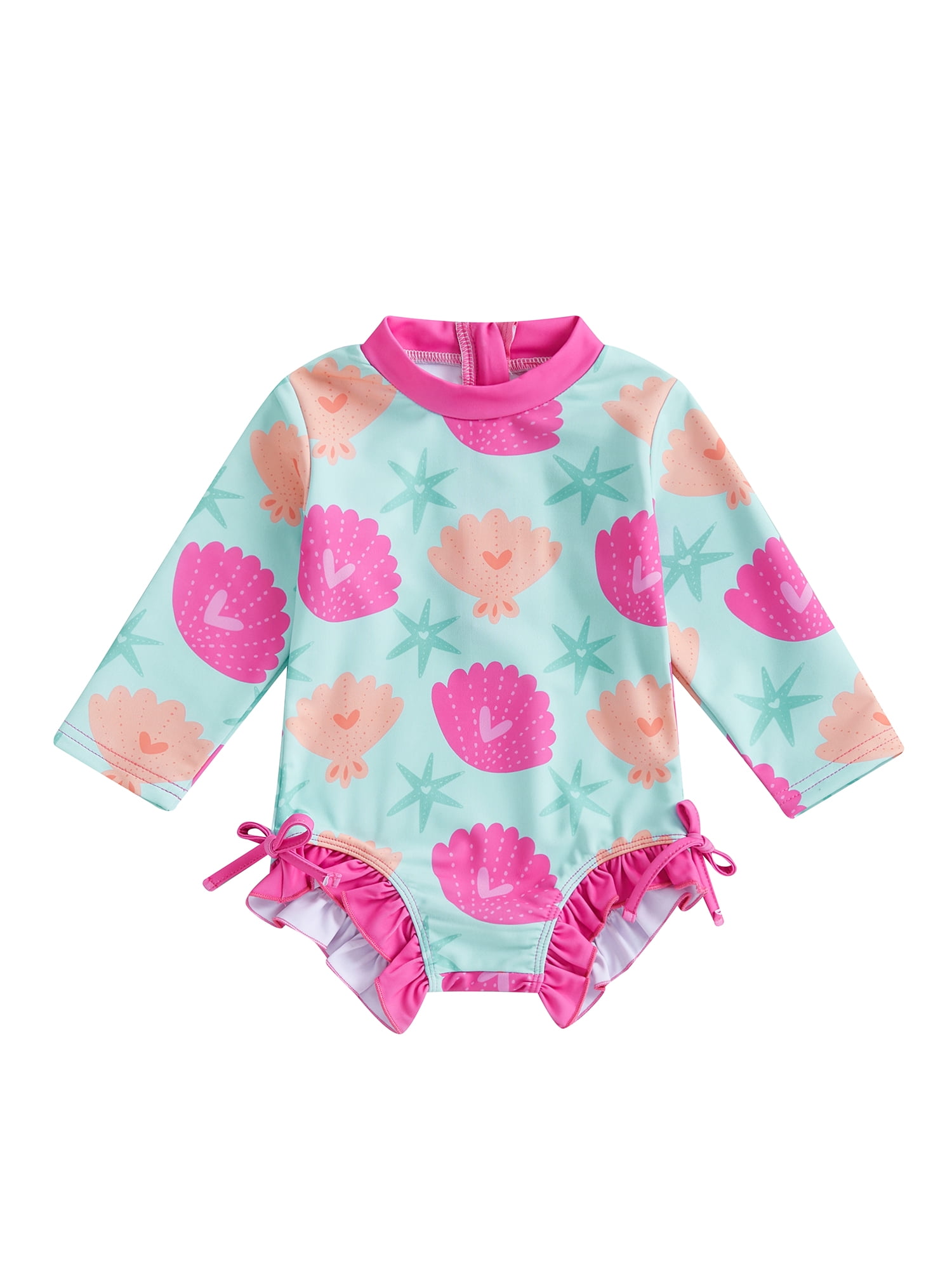 aturustex Little Girls Rash Guard Swimsuit Rompers Toddler Long Sleeve Bodysuits Swimwear Infant ...