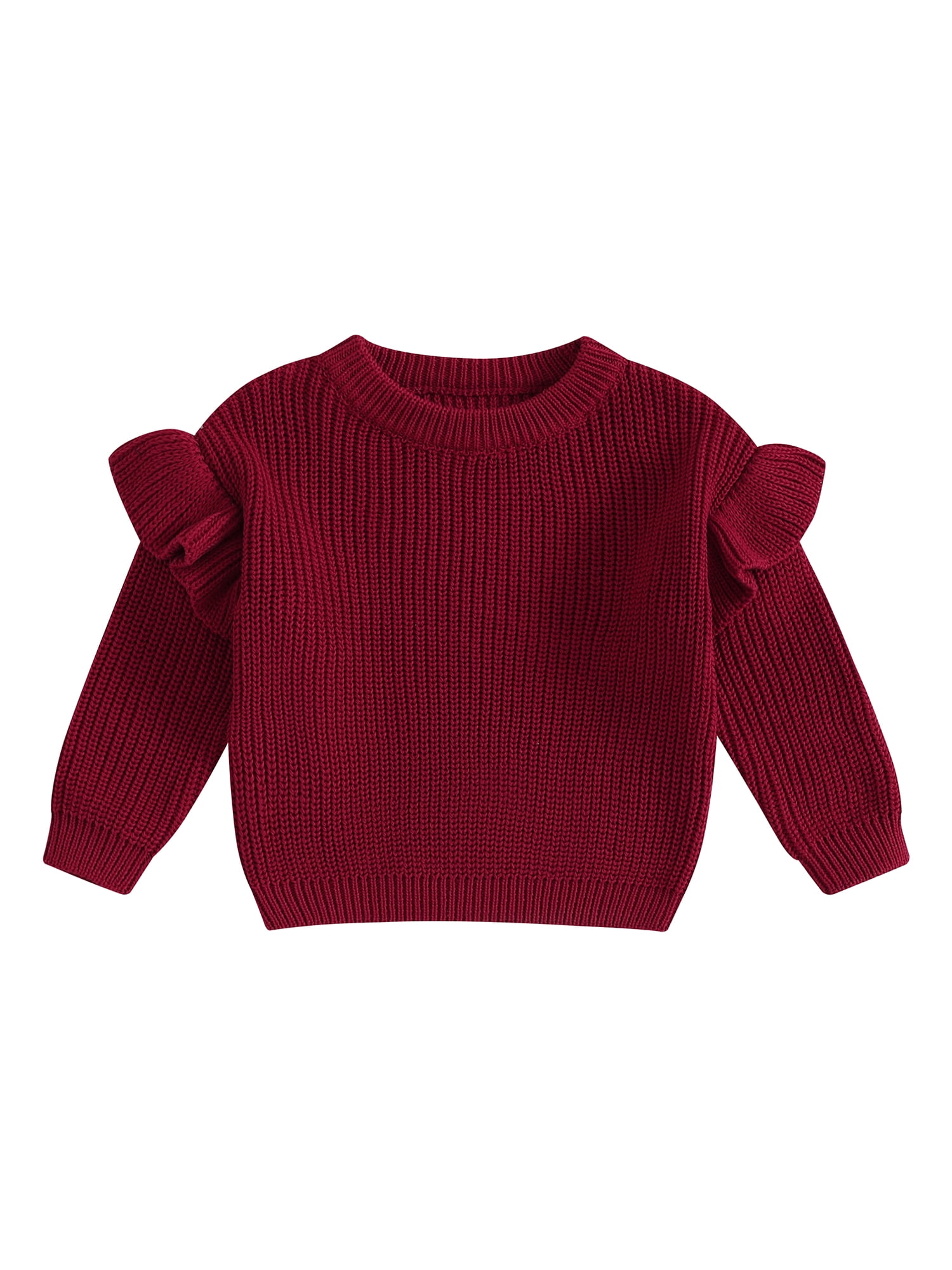 aturustex Little Girls Thick Solid Basic Sweaters 0-3T Toddler Baby ...