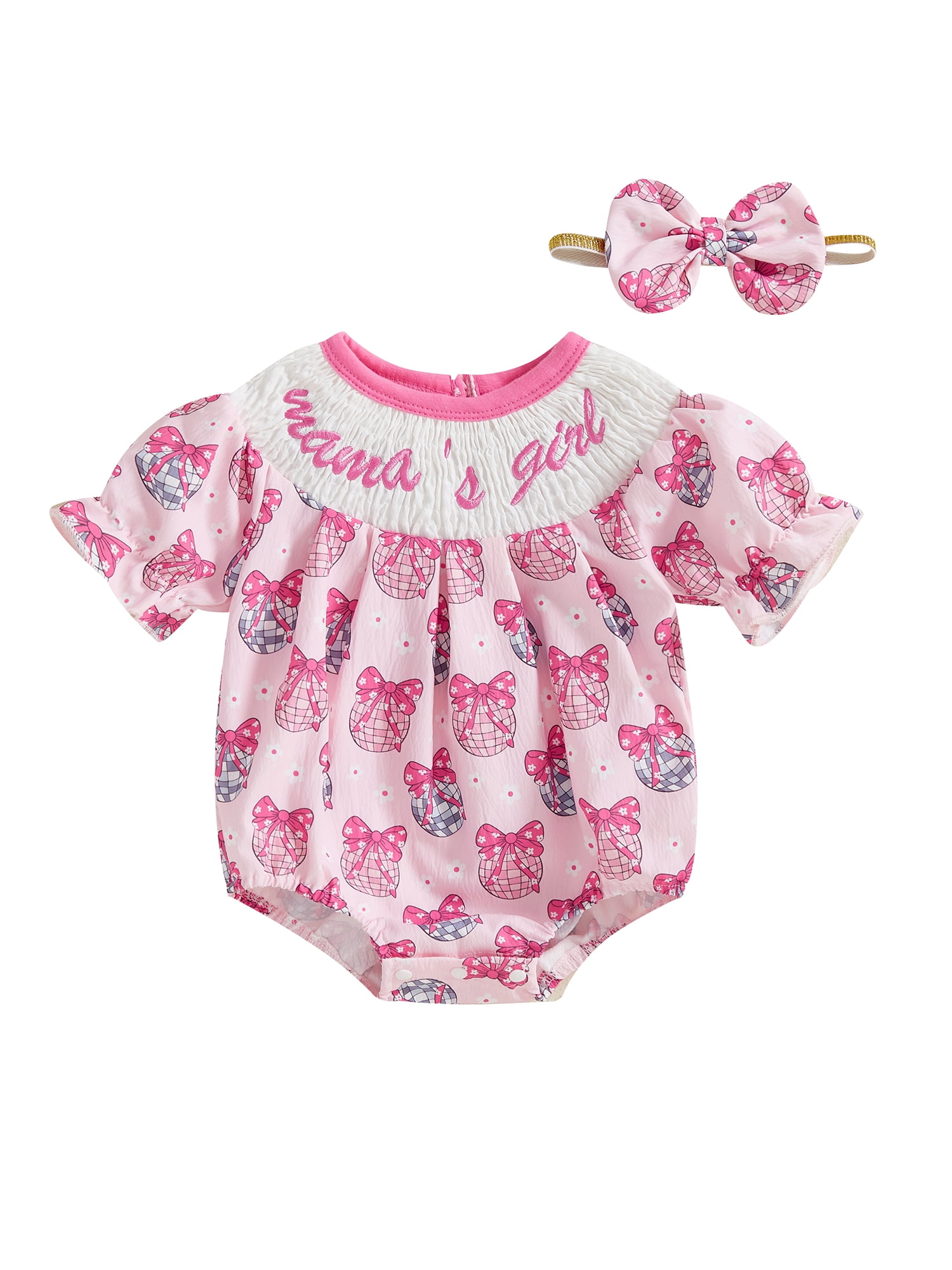 aturustex Toddler Baby Girl Bubble Romper Outfits 0-18M Infant Cherry ...