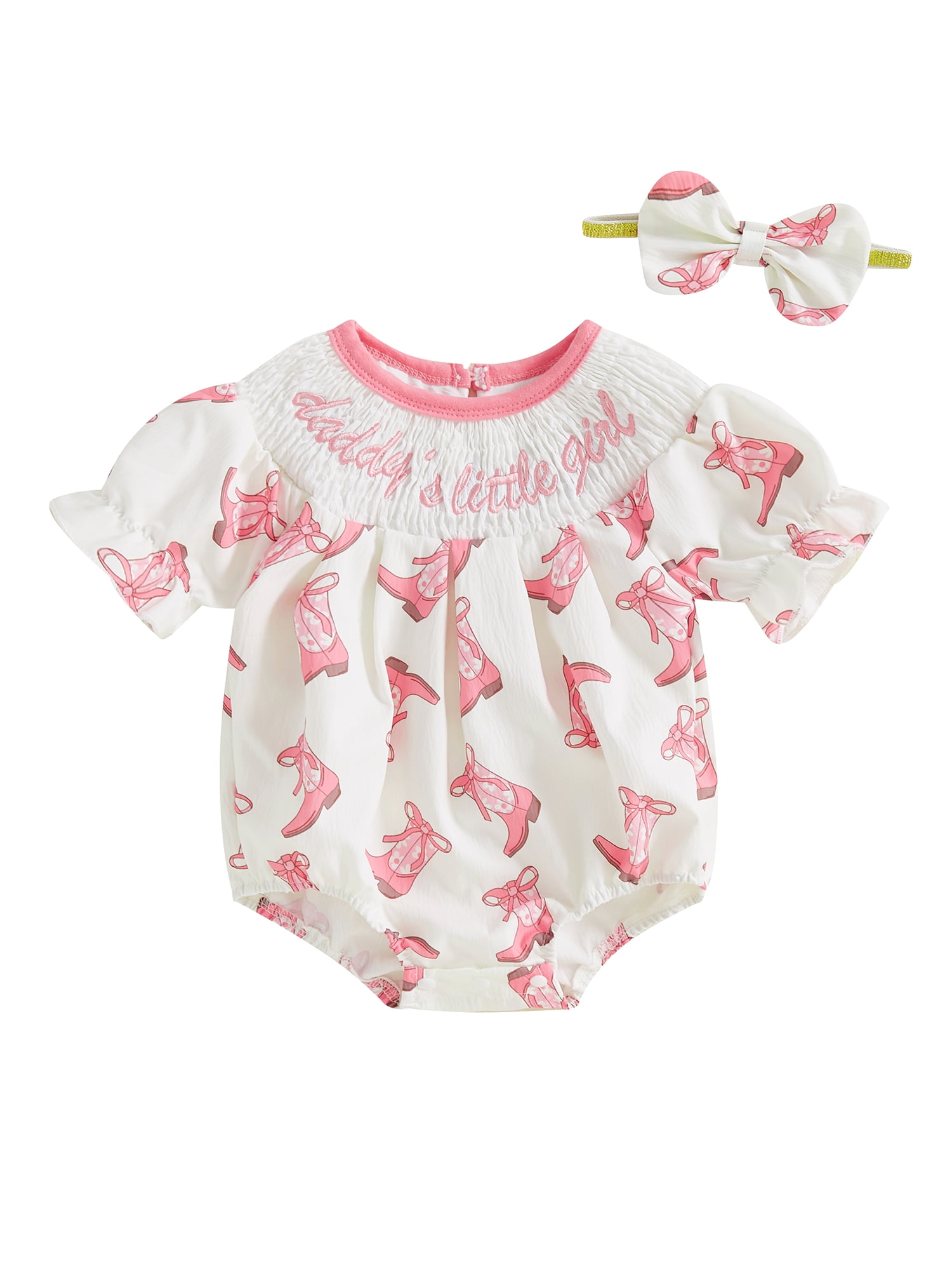 aturustex Toddler Baby Girl Bubble Romper Outfits 0-18M Infant Cherry ...