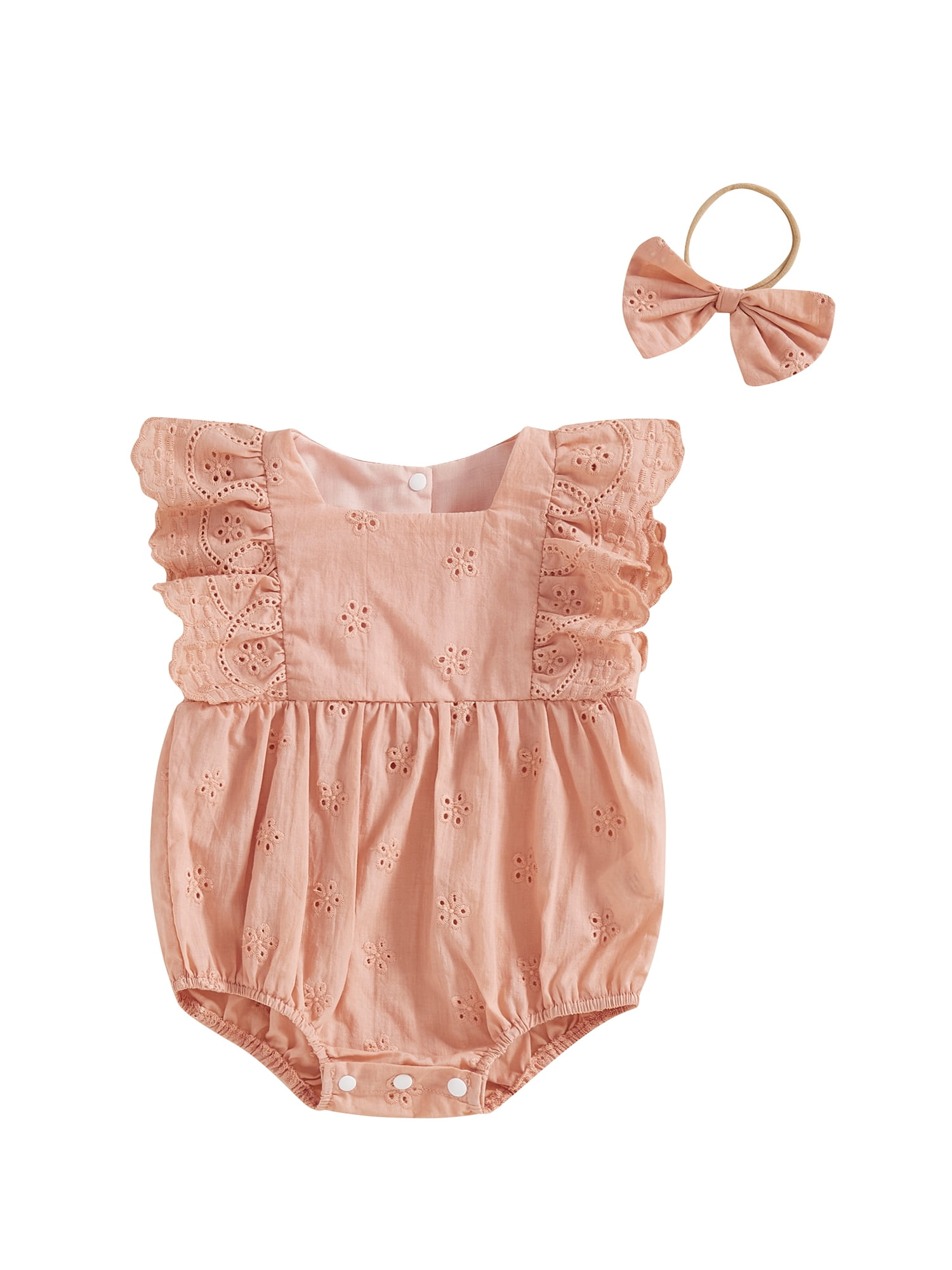 aturustex Toddler Baby Girl Bubble Romper Outfits 0 3M 6M 12M 18M Infant Ruffled Flying Sleeve ...