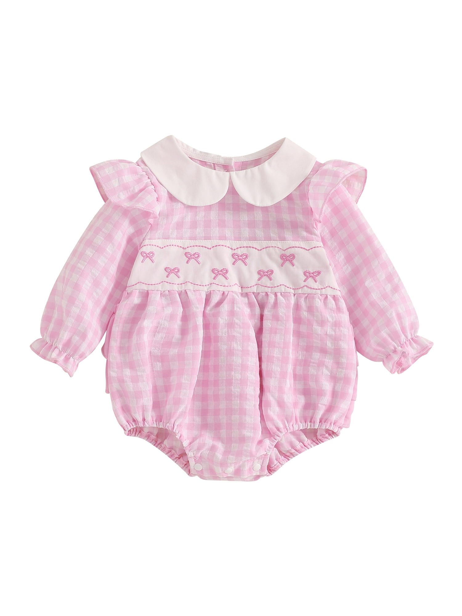 aturustex Toddler Baby Girl Bubble Rompers 0 3M 6M 12M 18M 24M Infant Doll Collar Bodysuit Bow ...