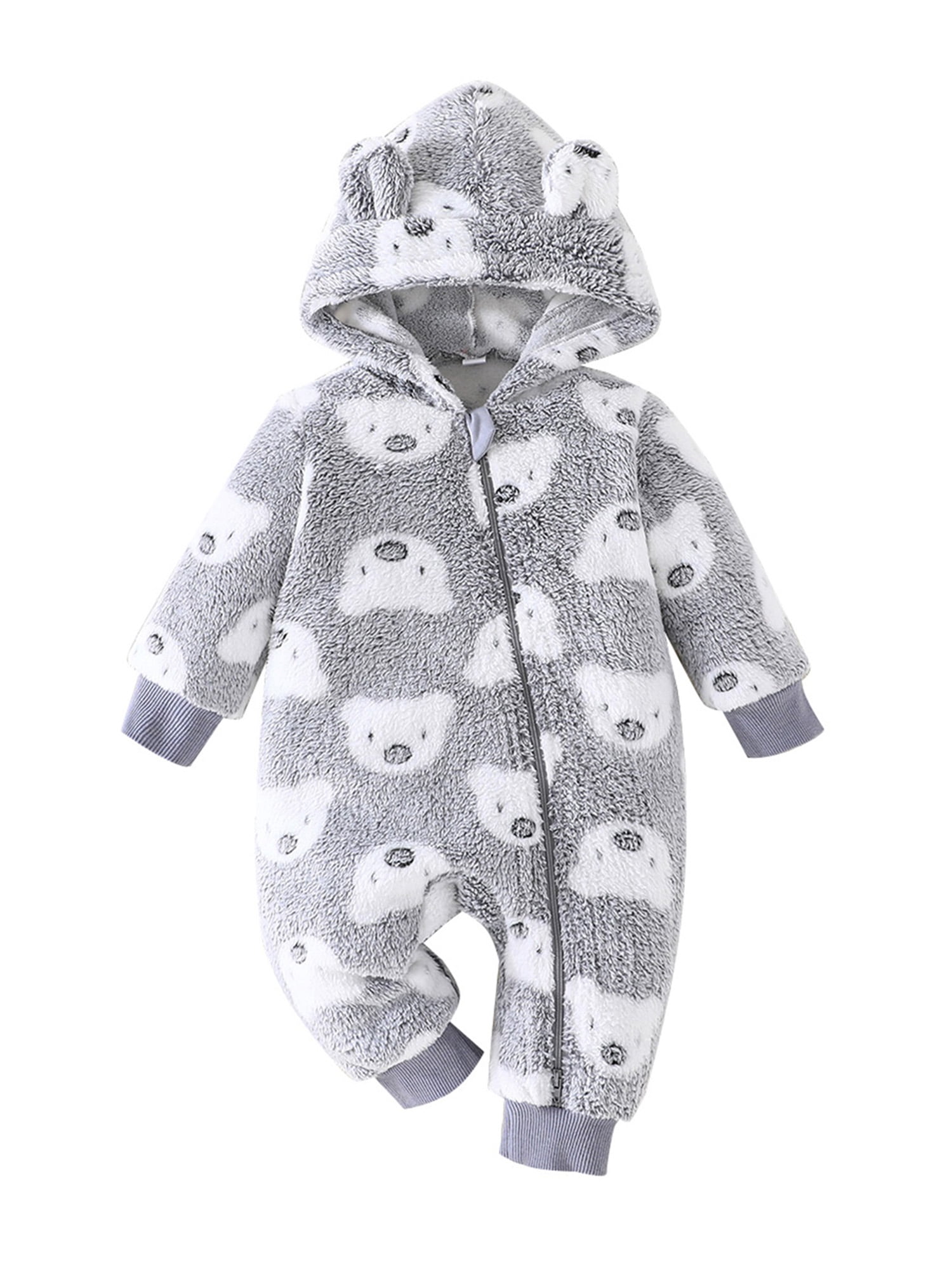 aturustex Toddler Baby Girl Cozy Plush Jumpsuits 0-18M Infant Long ...