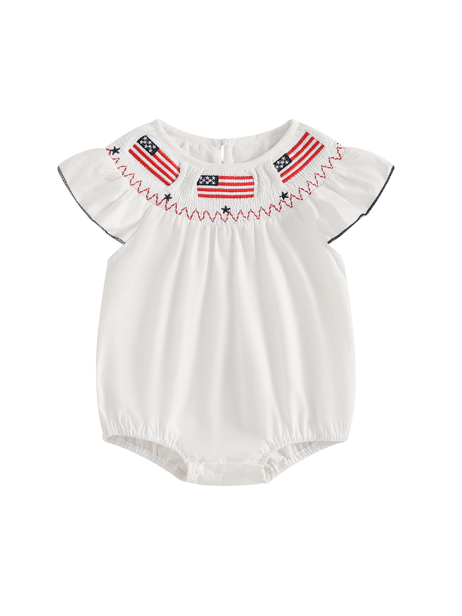 aturustex Toddler Baby Girl Patriotic Bubble Romper Outfits 0-3T Infant Flying Sleeve Bodysuits ...