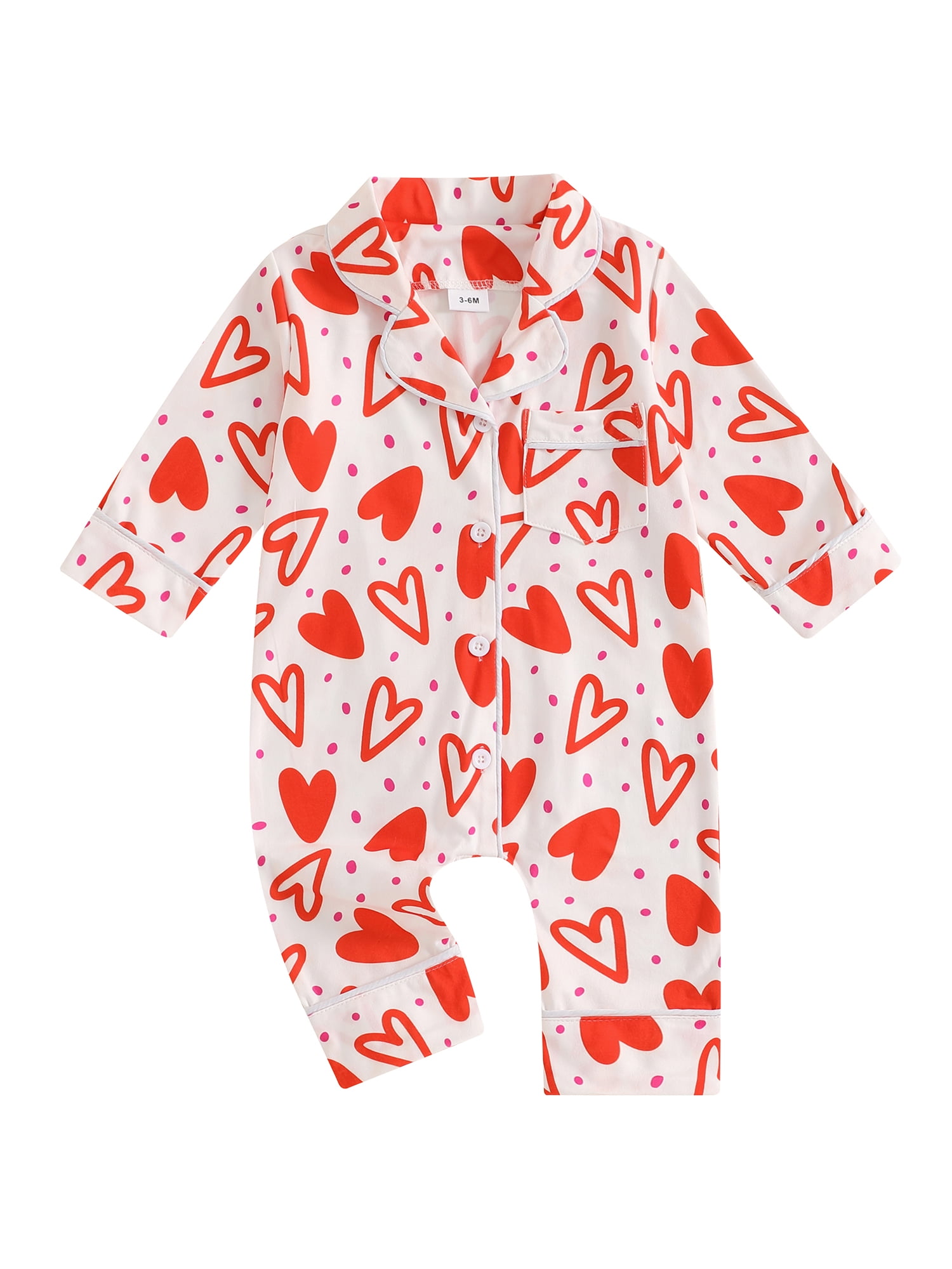 aturustex Toddler Baby Girl Valentine's Day Pajama Jumpsuits 0 3M 6M 12M 18M 24M Infant Heart ...
