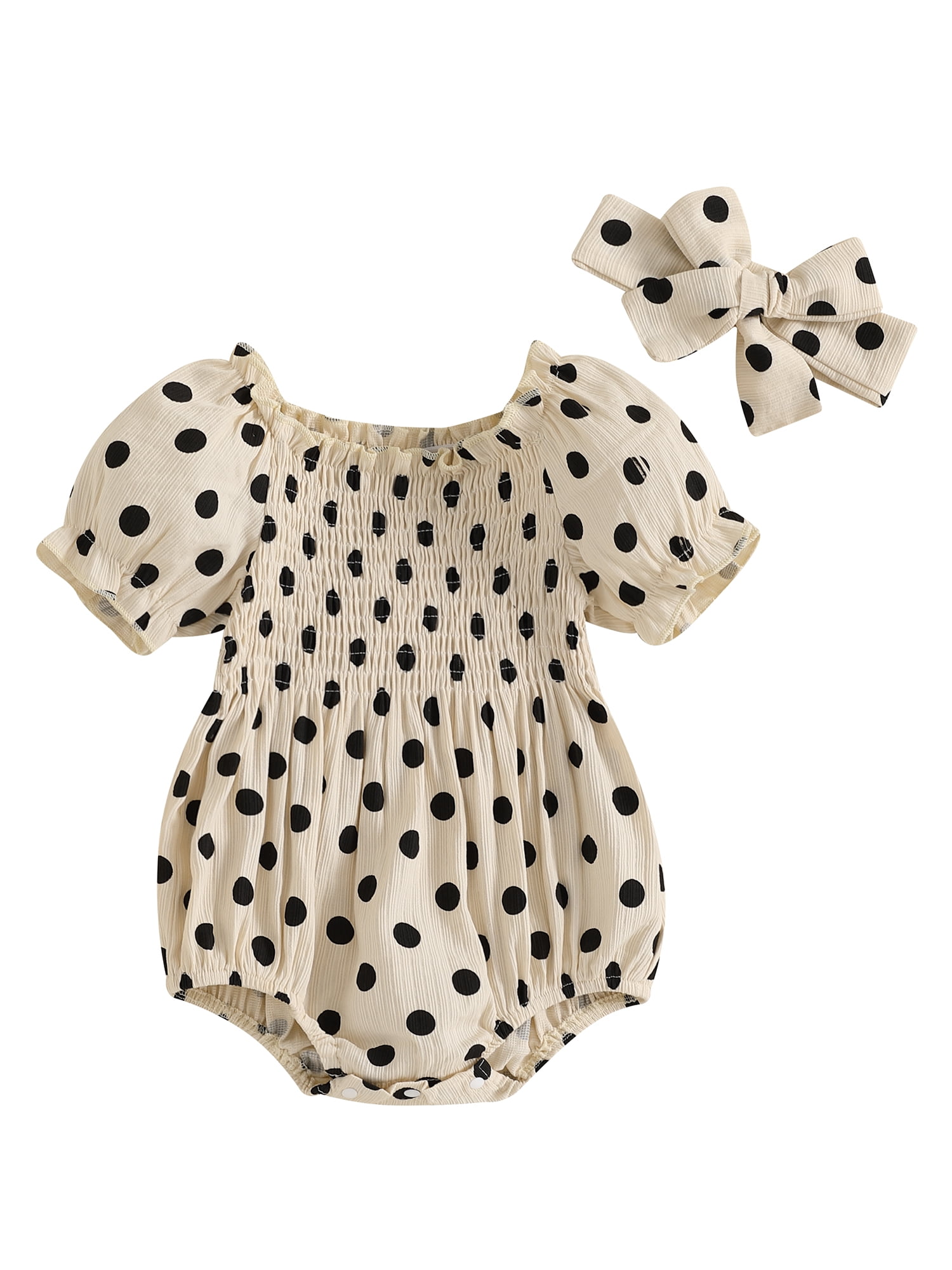 aturustex Toddler Baby Girls Bubble Romper 0 3M 6M 12M 18M Infant Short Sleeve Bodysuits Off ...