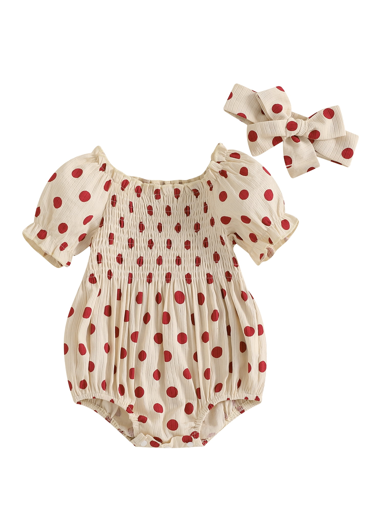 aturustex Toddler Baby Girls Bubble Romper 0 3M 6M 12M 18M Infant Short Sleeve Bodysuits Off ...