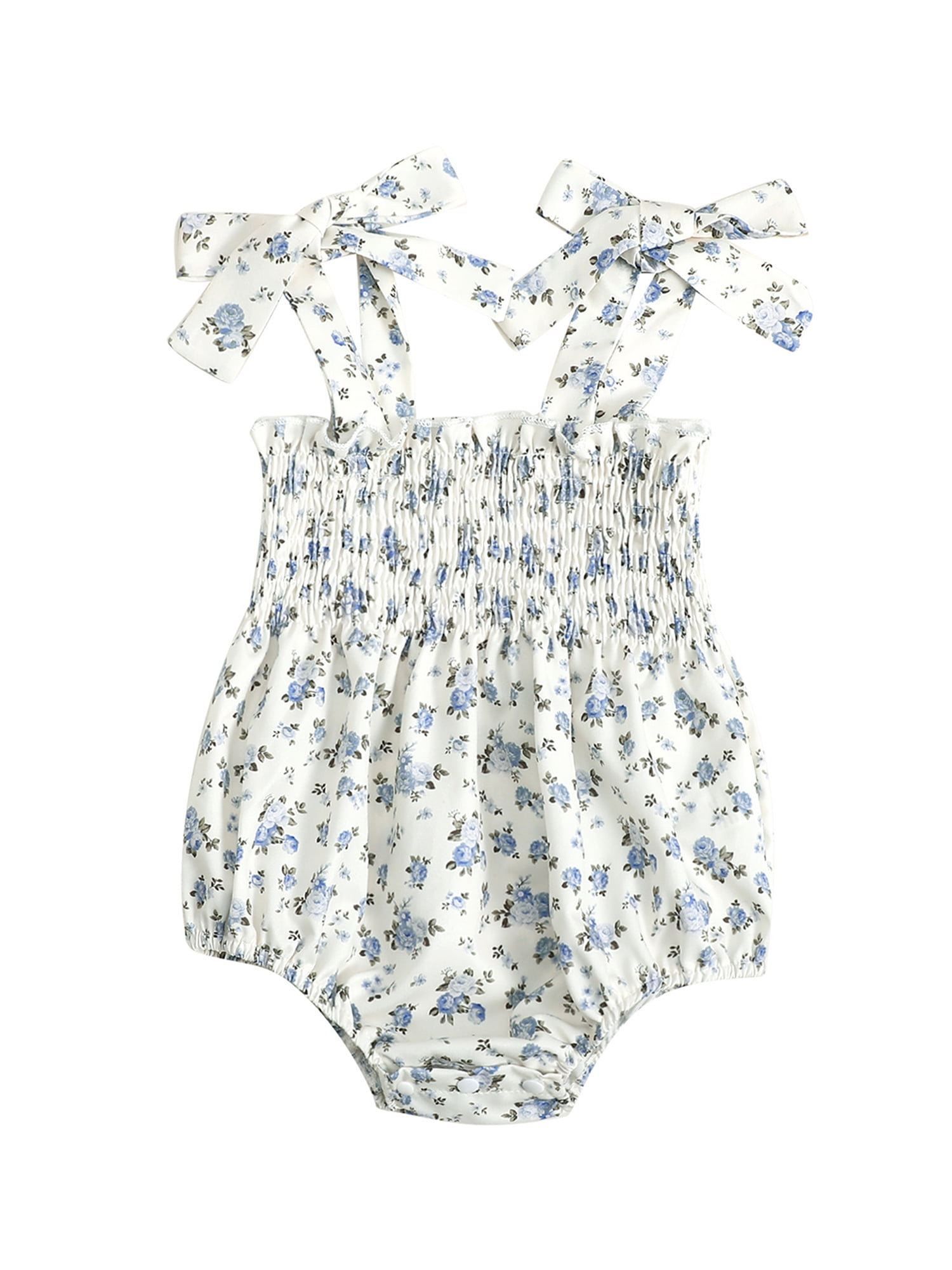 aturustex Toddler Baby Girls Bubble Romper 0 3M 6M 12M 18M Infant Sleeveless Bodysuits Floral ...