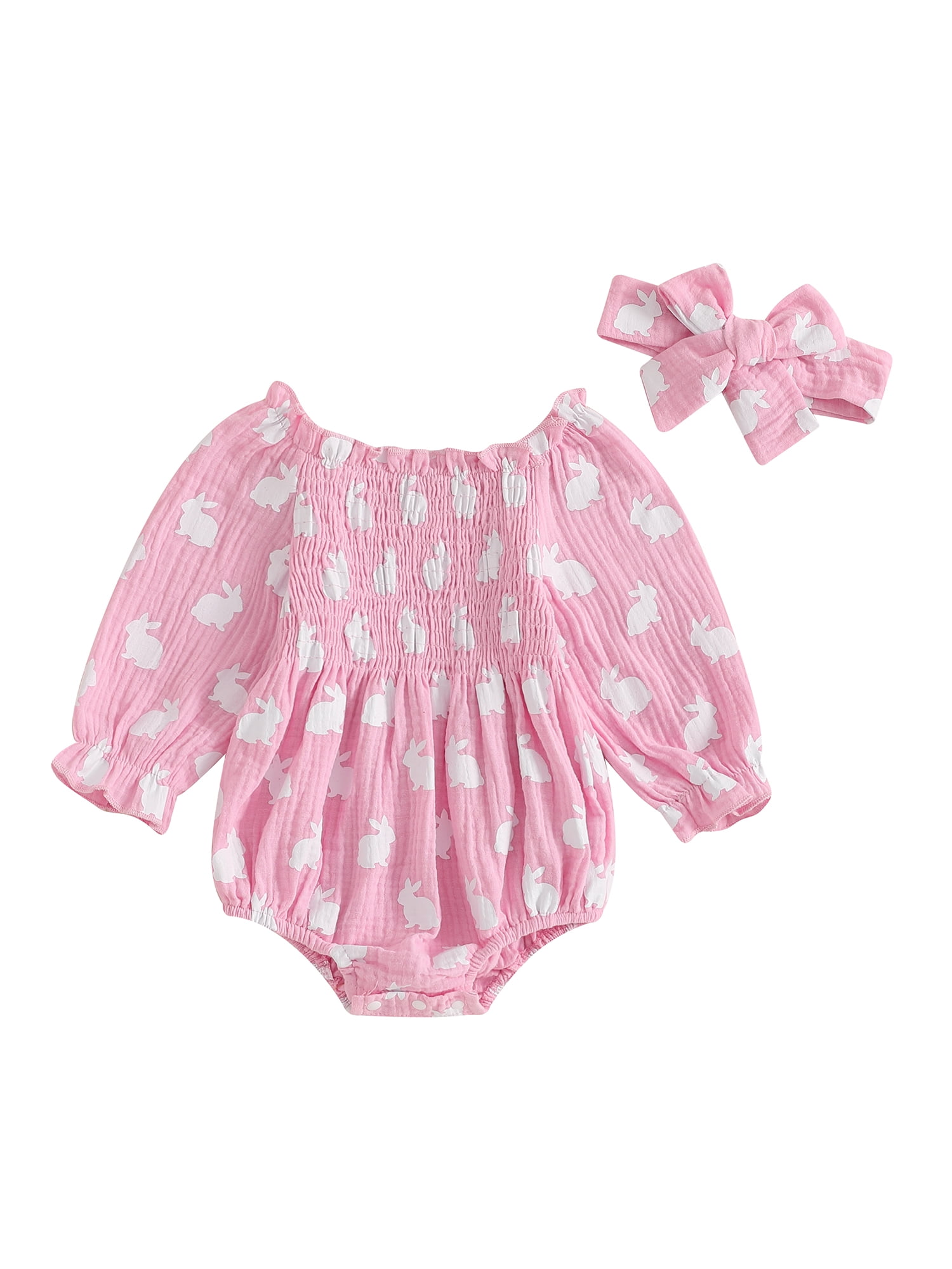 aturustex Toddler Baby Girls Easter Bubble Romper 0-18M Infant Bunny ...