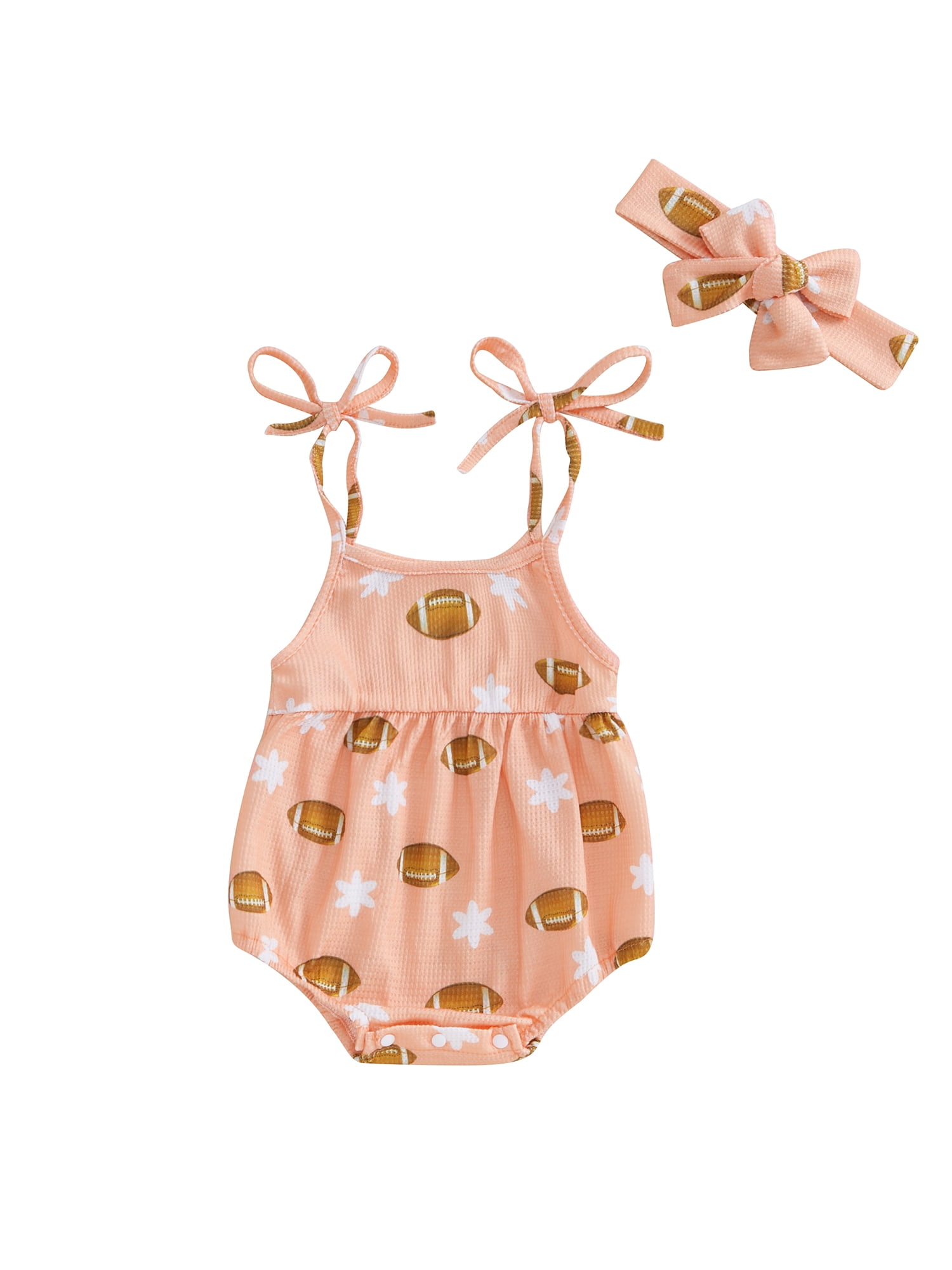 aturustex Toddler Baby Girls One piece Rompers 0 3M 6M 12M 18M 24M Infant Tie-Up Spaghetti Strap ...