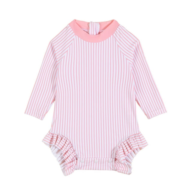 aturustex Toddler Baby Girls Rash Guard Swimsuits 0 3M 6M 12M 18M 24M Infant Crew Neck Zip Up ...