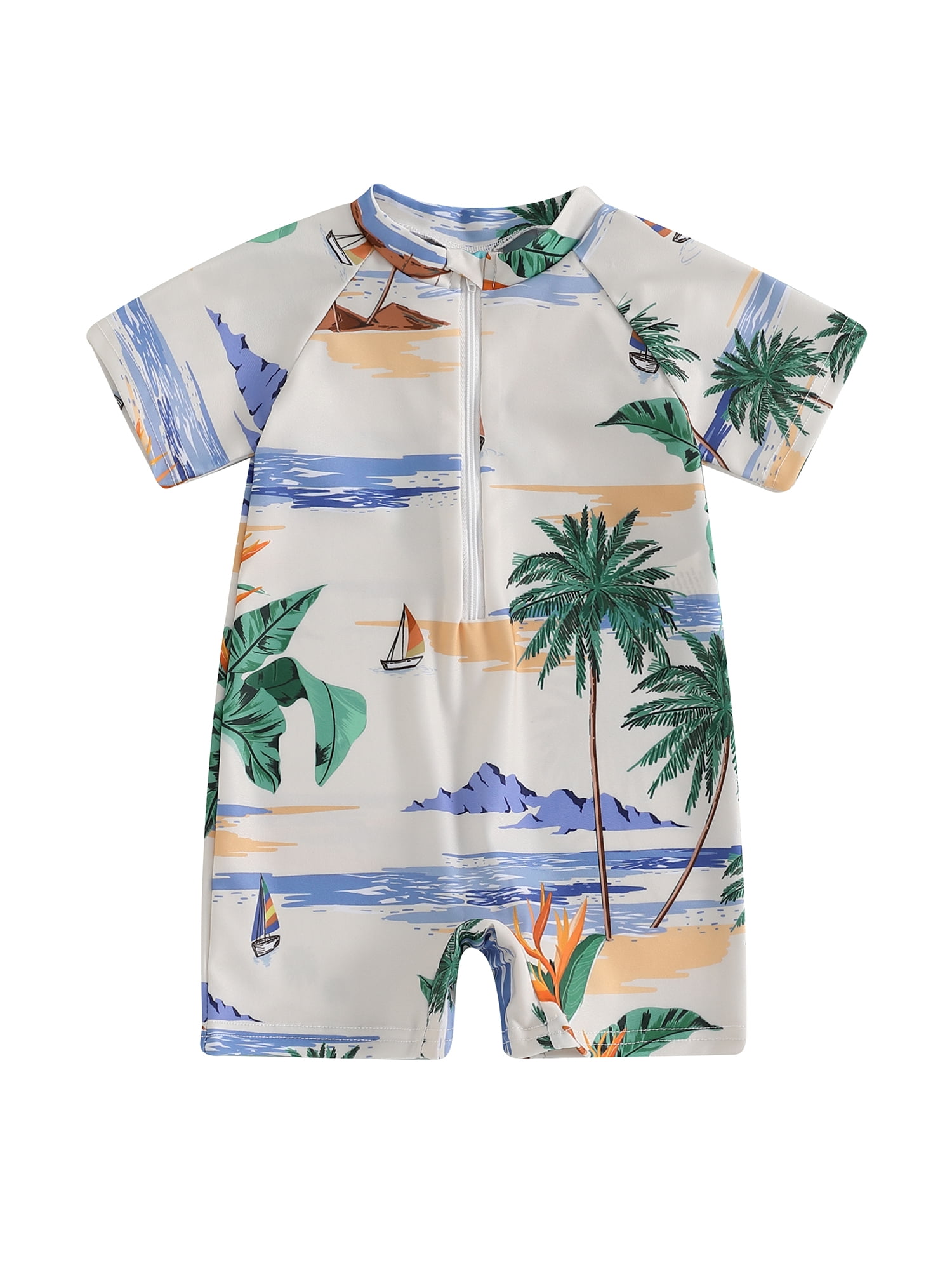 aturustex Toddler Boy Girl Rash Guard Swimsuit 0 6M 12M 18M 2T 3T Infant Baby Mock Neck Zip Up ...