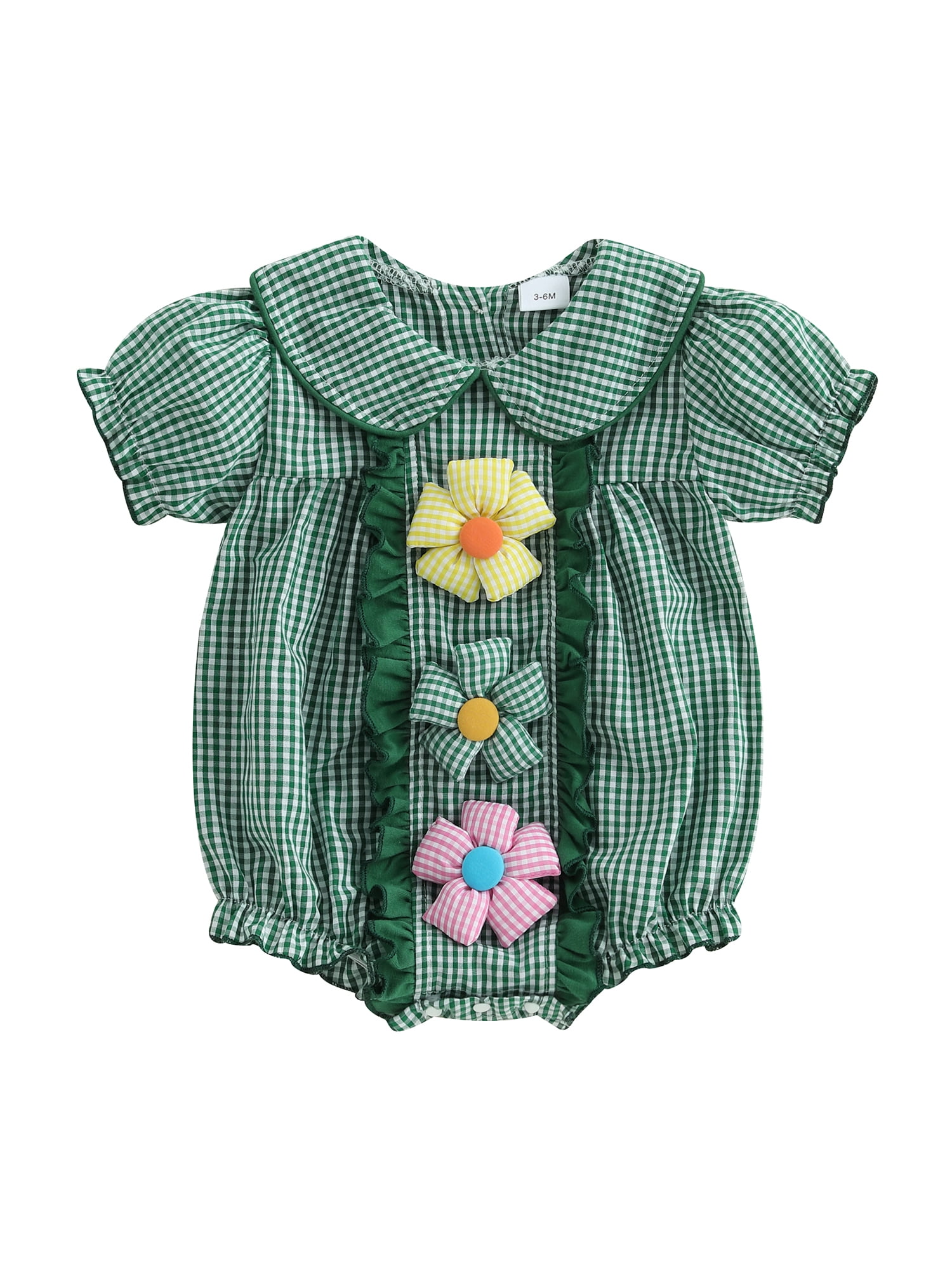 aturustex Toddler Girls Bubble Rompers Outfits 0 3M 6M 12M 18M 24M Infant Baby Flower Decor ...