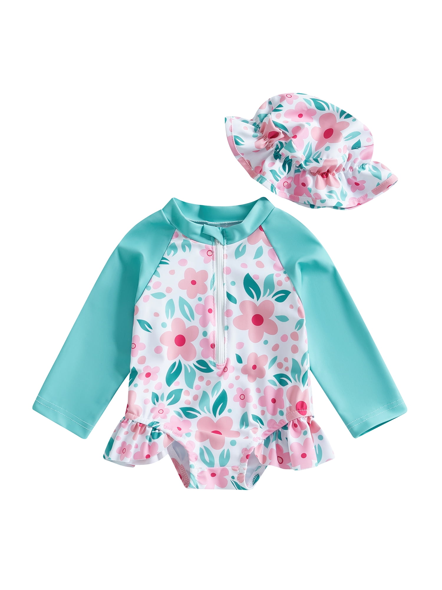 aturustex Toddler Girls Rash Guard Swimsuit Rompers 6M 9M 12M 18M 2T 3T Infant Long Sleeve ...