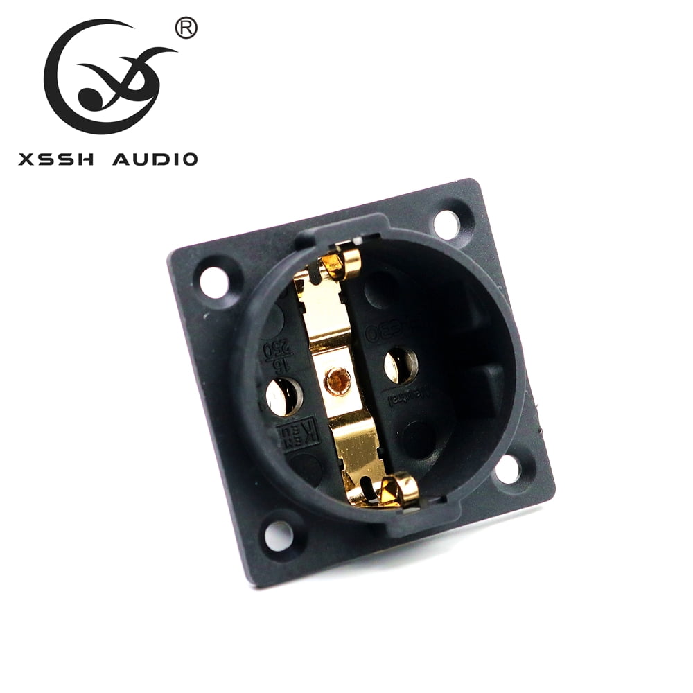 audio Copper Plated Rhodium Neutral AC 250V 16A EU Euro 2 pin IEC inlet ...