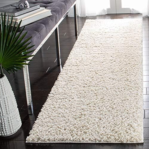august collection runner rug - 2'3" x 14', ivory, solid design, non ...
