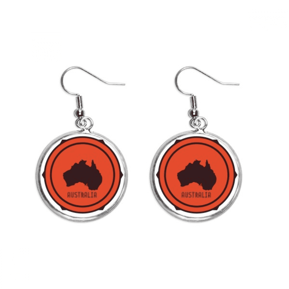 australia flavor map emblem illustration ear dangle silver drop ear ...