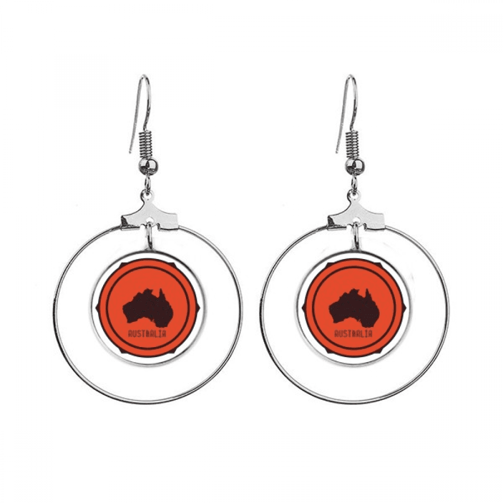 australia flavor map emblem illustration earrings dangle hoop jewelry ...