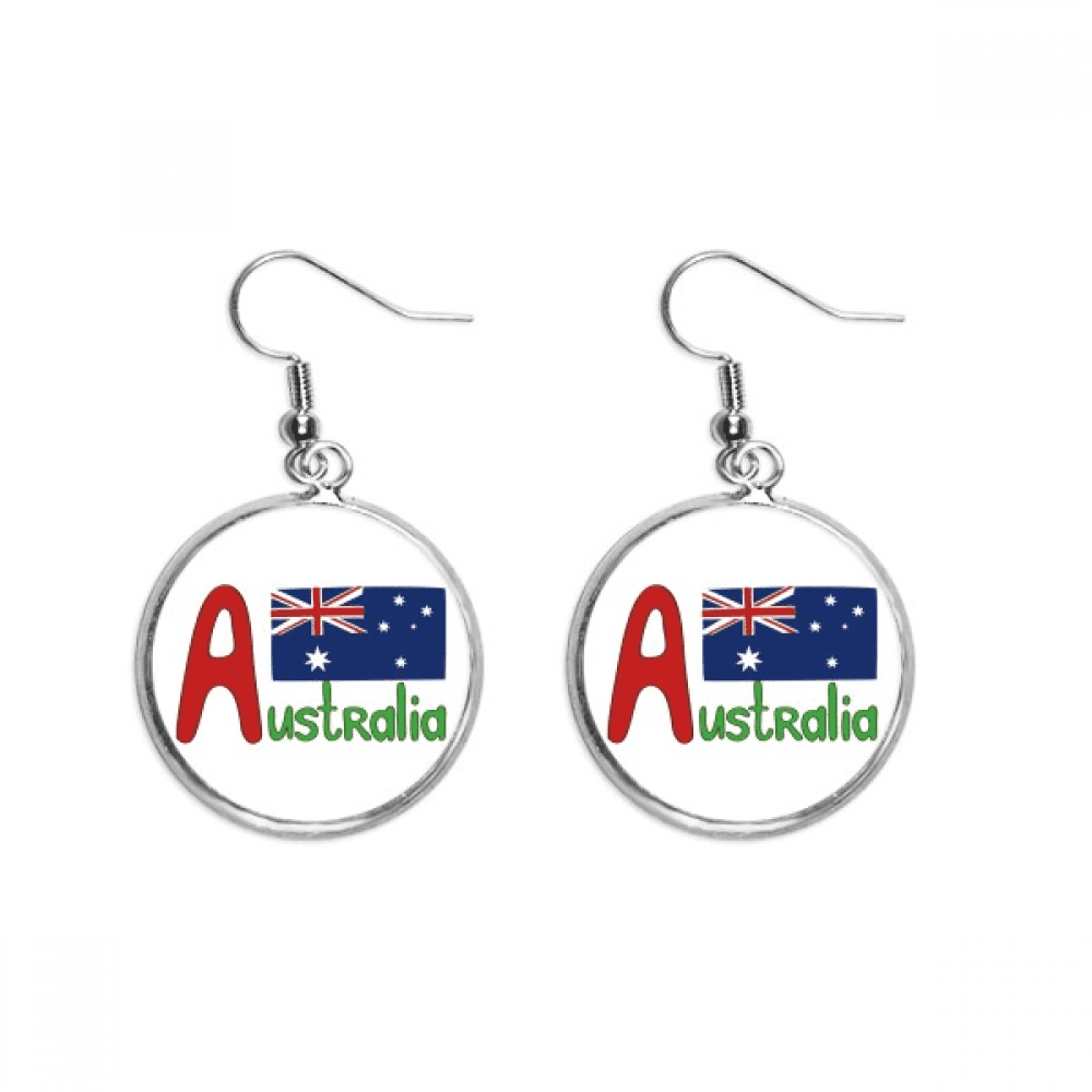 australia national flag red blue pattern ear dangle silver drop ear ...