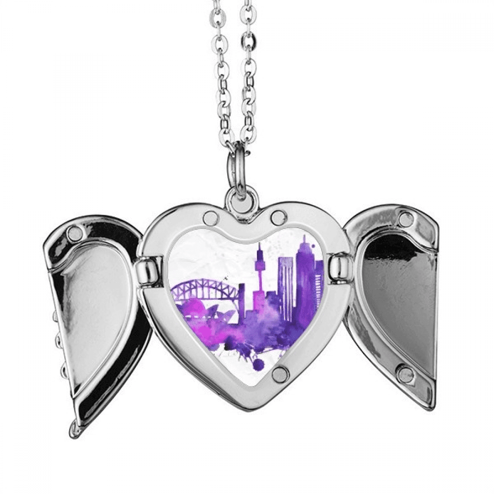 australia sydney opera house watercolor angel wings necklpendant ...